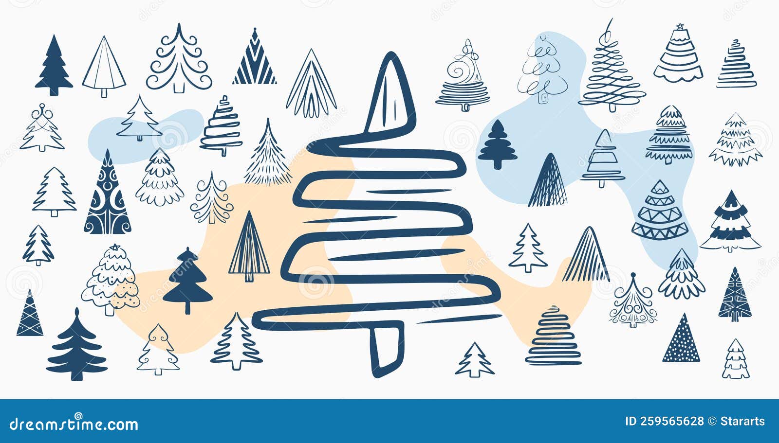 Big Set of Christmas Tree Symbols in Doodle Style Stock Vector ...