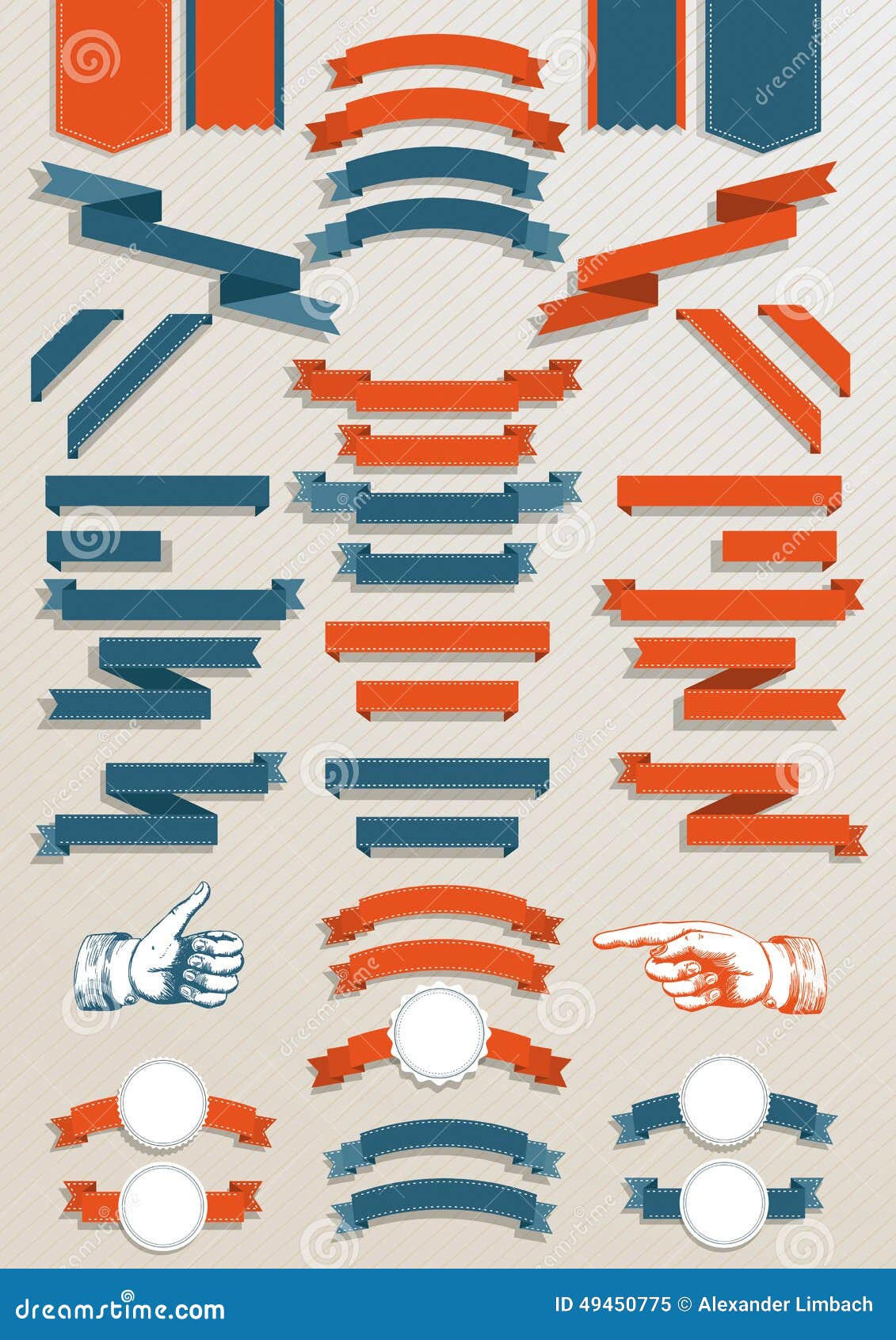 Big Set Classic Ribbons with Shadows Stock Vector - Illustration of ...