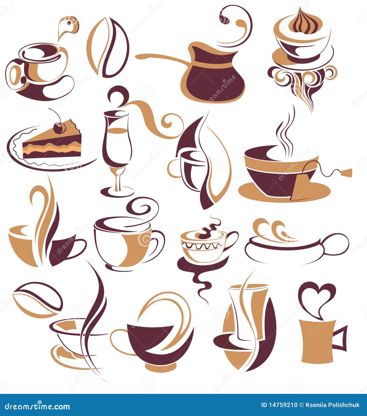 Big SET of Coffee,tea Elements Editorial Image - Illustration of label ...
