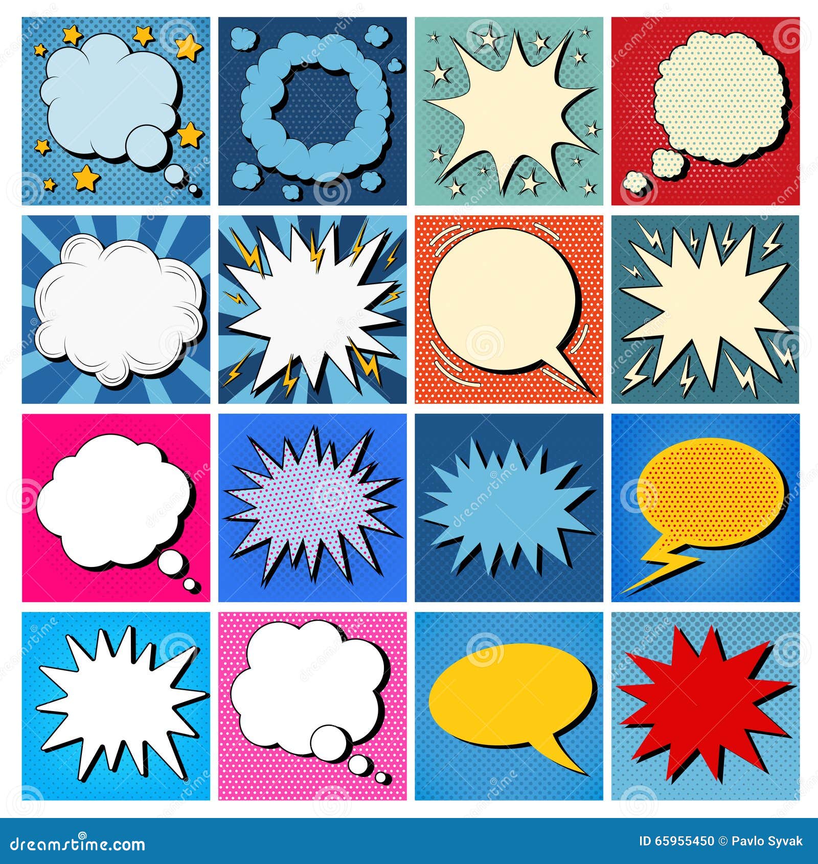 Big Set Of Comics Bubbles In Pop Art Style Vector Illustration ...
