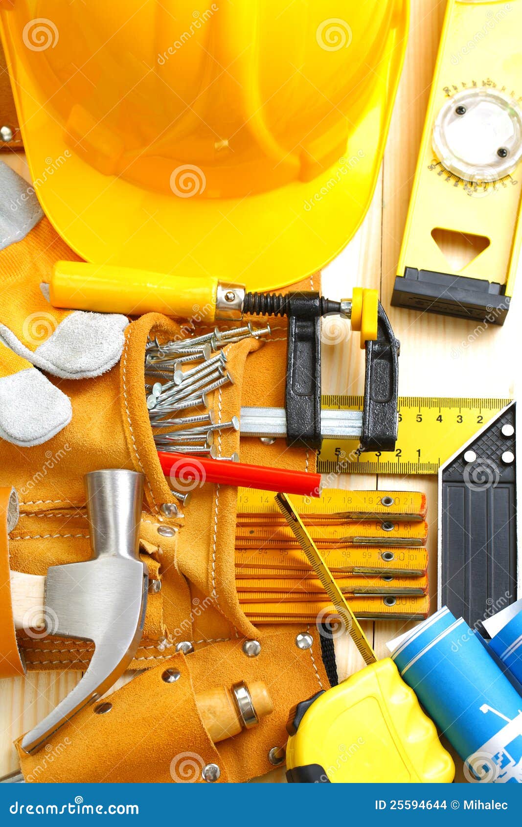 Big Set of Construction Tools Stock Photo - Image of gloves ...