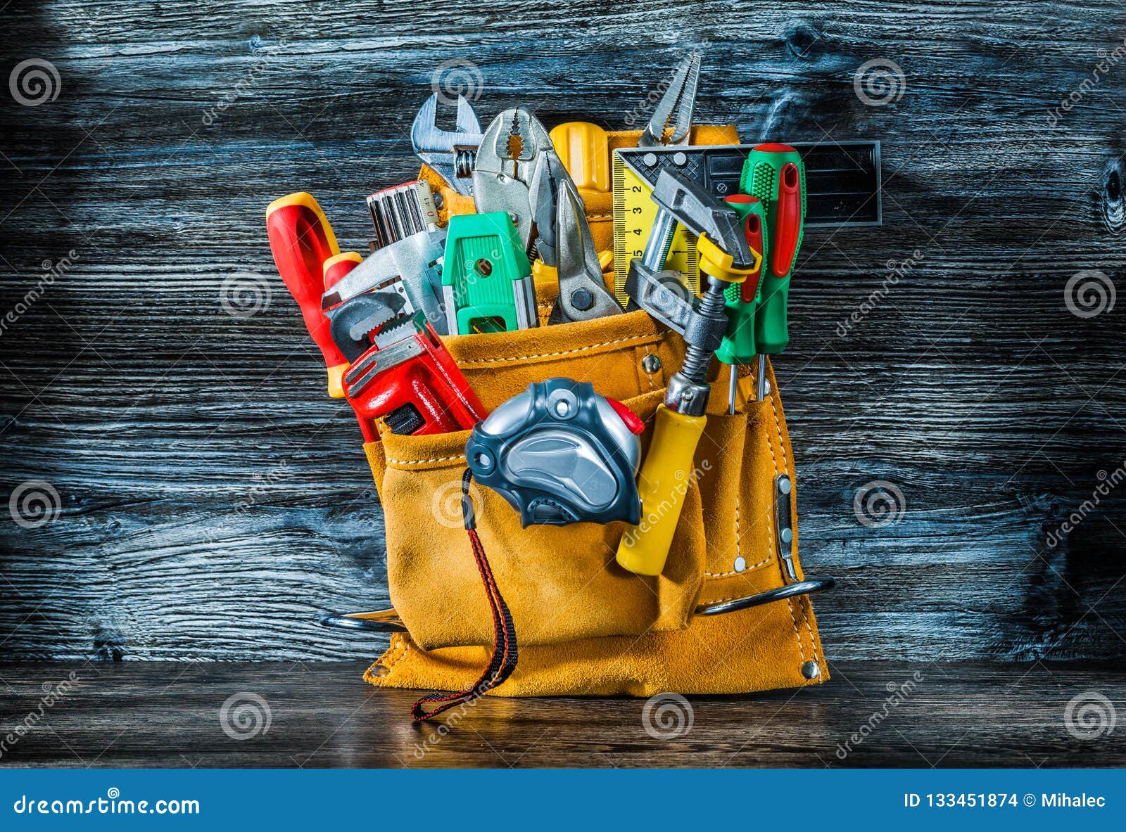 Big Set of Construction Tools in Tolbelt Stock Photo - Image of hammer ...