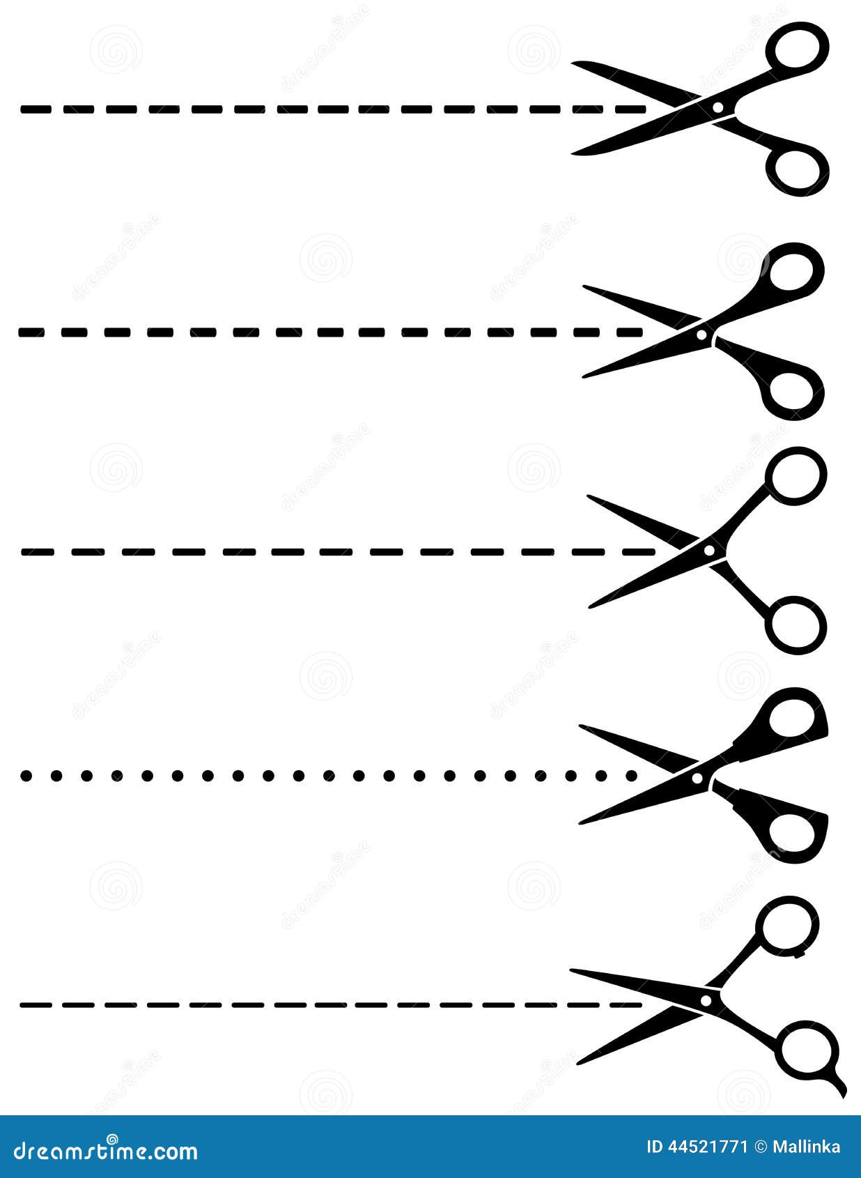 Big Set of Cutting Scissors with Cut Lines Stock Vector - Illustration ...