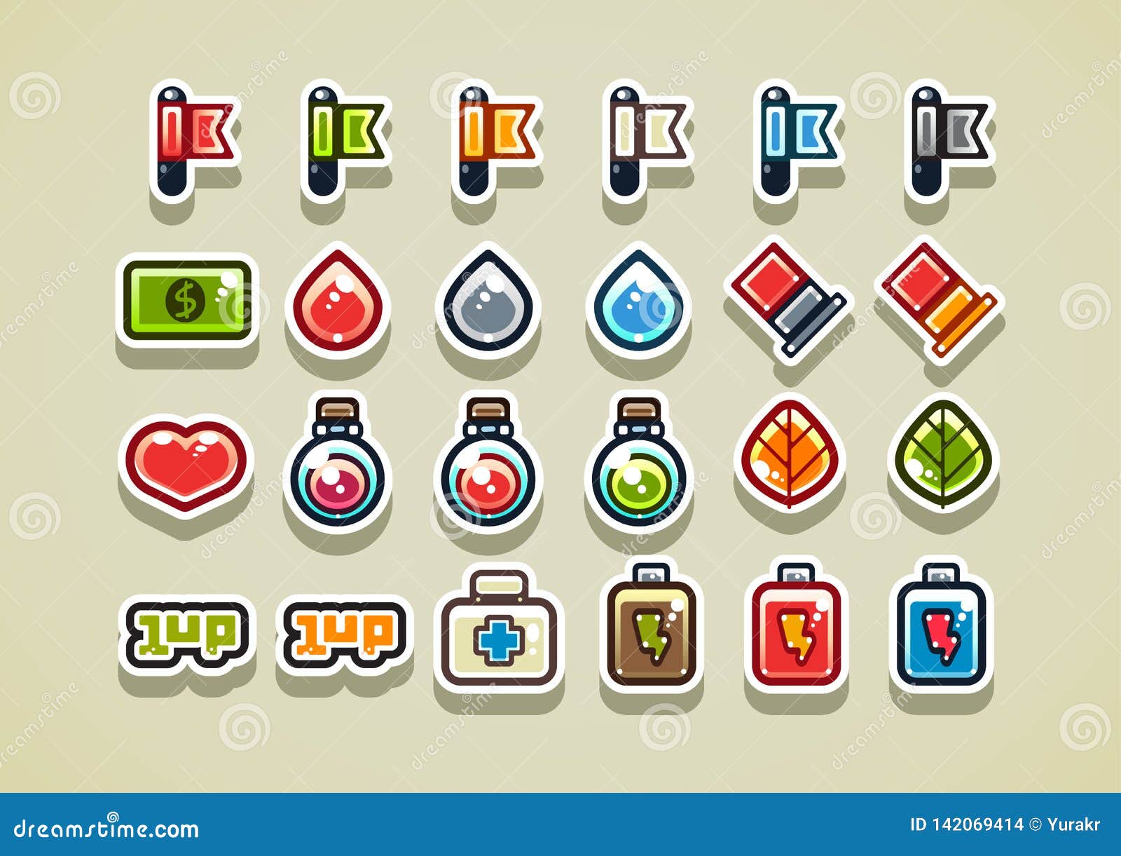 2D Arcade Items for Video Game Stock Vector - Illustration of game ...