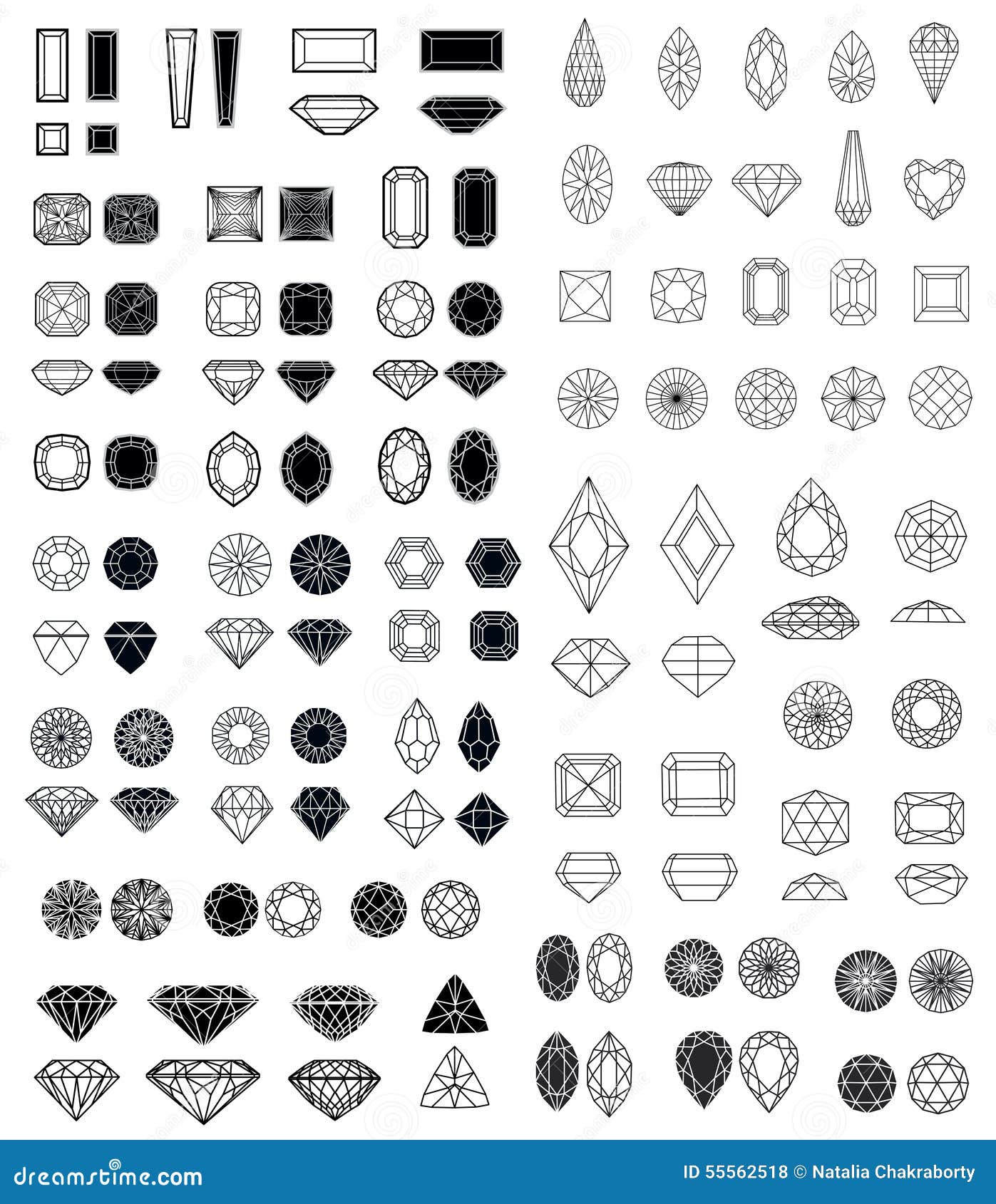 Big set of diamonds stock illustration. Illustration of precious - 55562518
