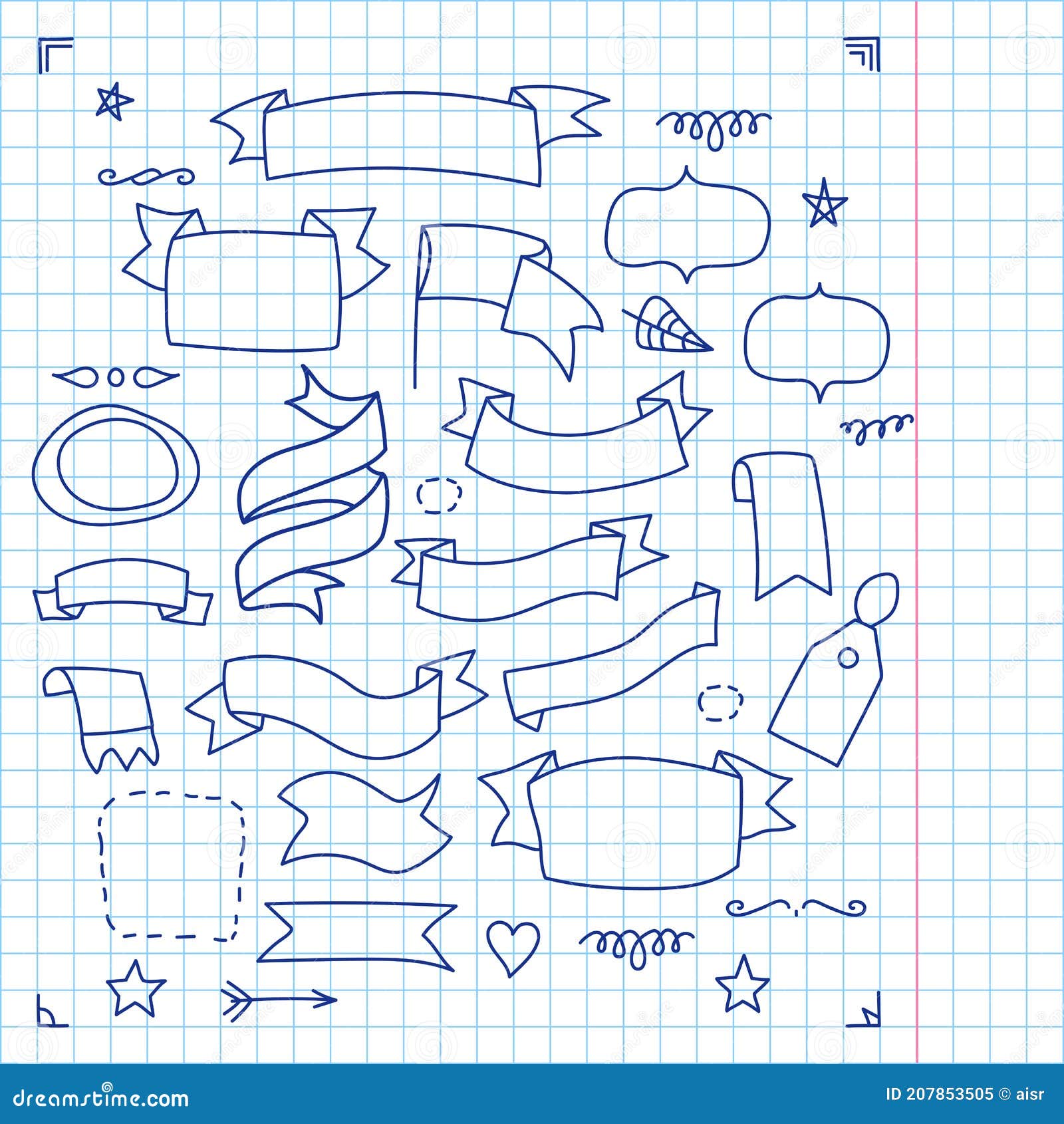 Big Set of 38 Different Doodle Elements Like 29 Frame Labels for the ...