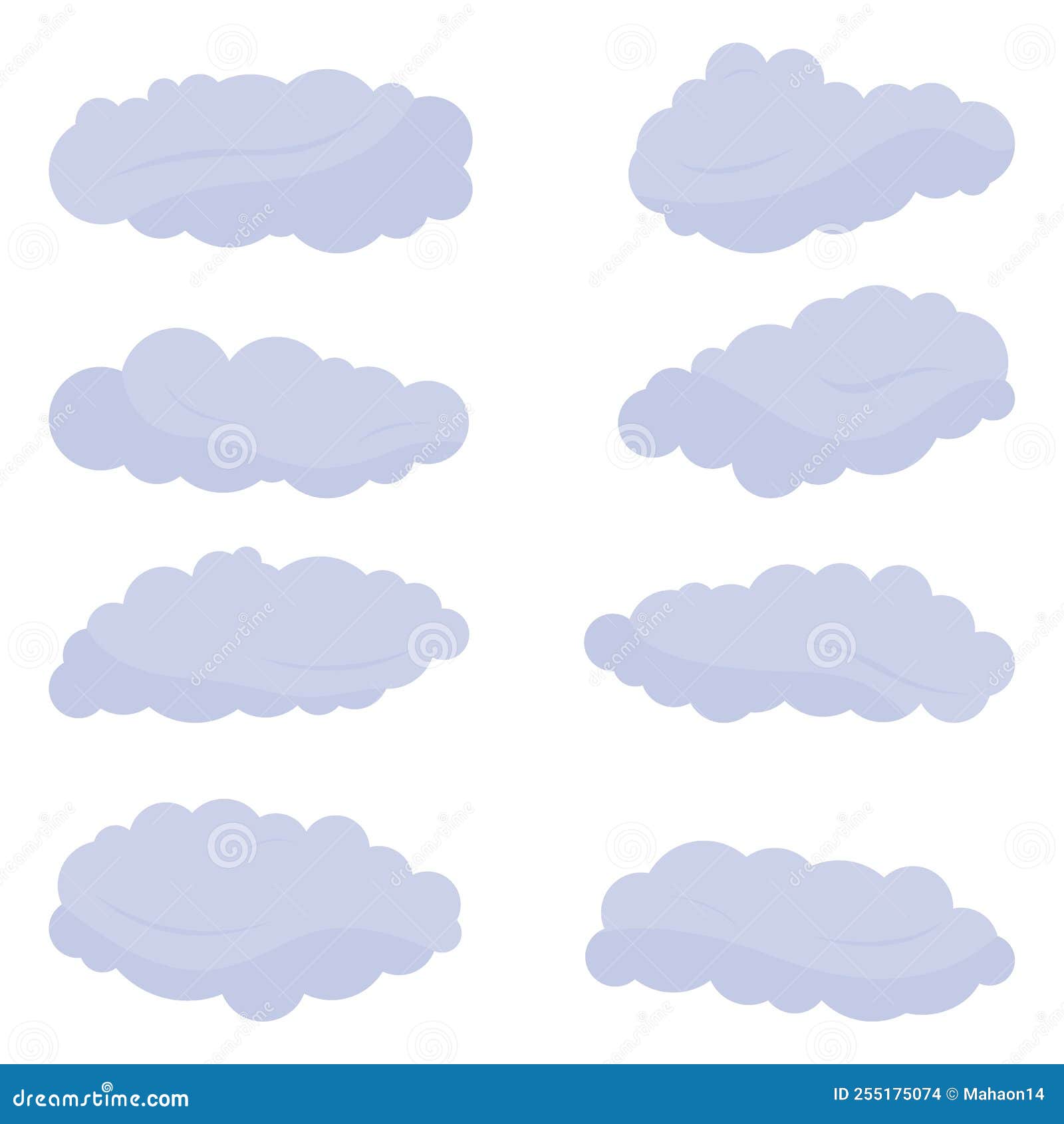 Big Set of Different Flat Vector Clouds Stock Vector - Illustration of ...