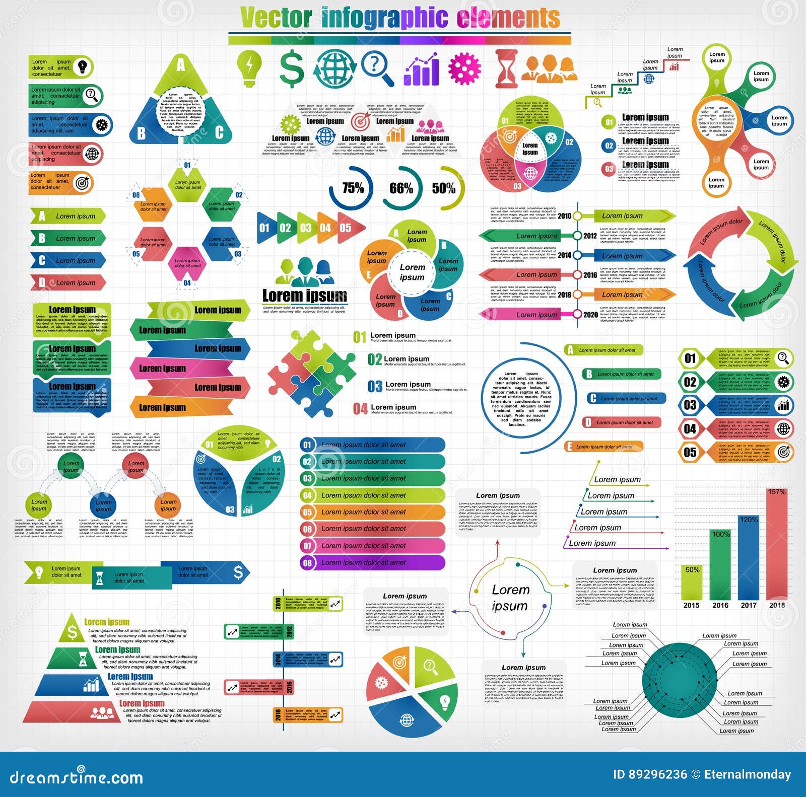 Big Set of Different Infographics Stock Vector - Illustration of flow ...