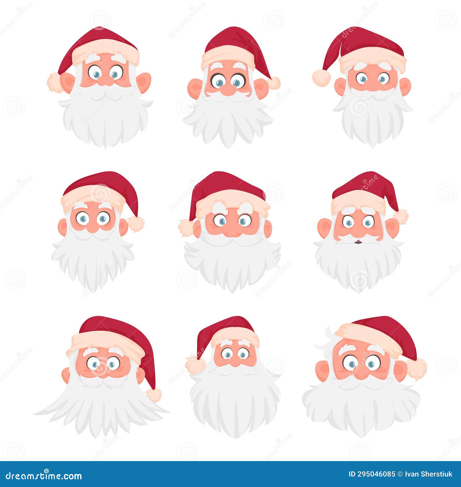 Kind Santa Claus Portrait Looking New Year Illustration Cartoon ...