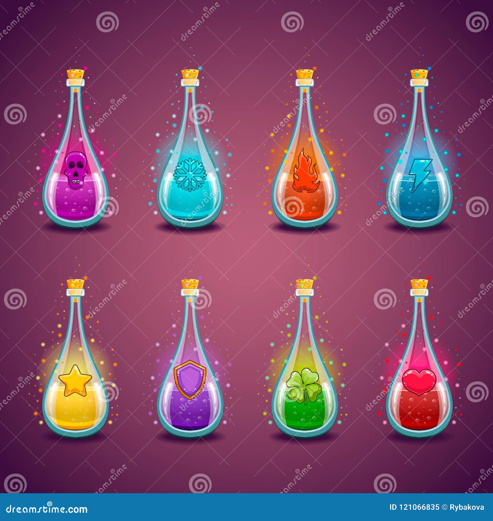 Big Set with Different Luminous Magic Elixir Stock Vector ...