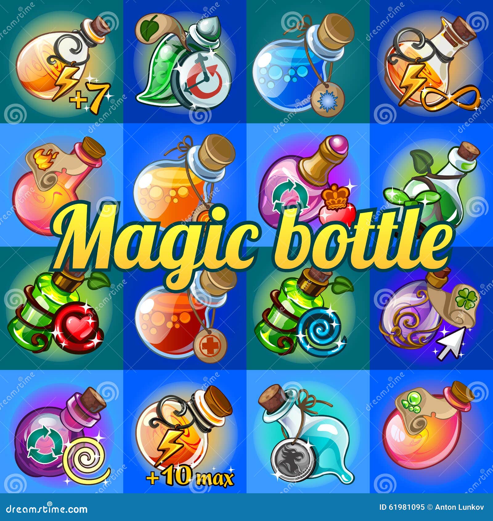 Different Magic Elements For Witches In Cartoon Style Stock ...