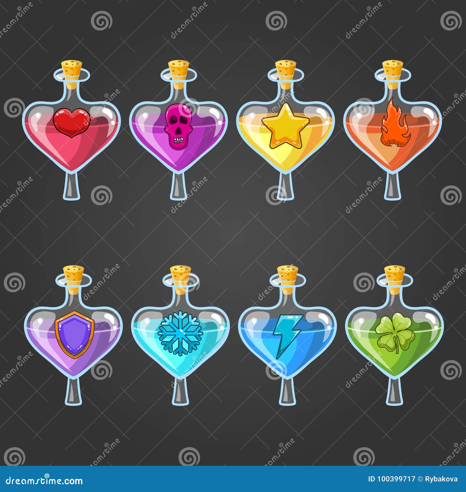 Big Set with Different Magic Elixir Stock Vector - Illustration of ...
