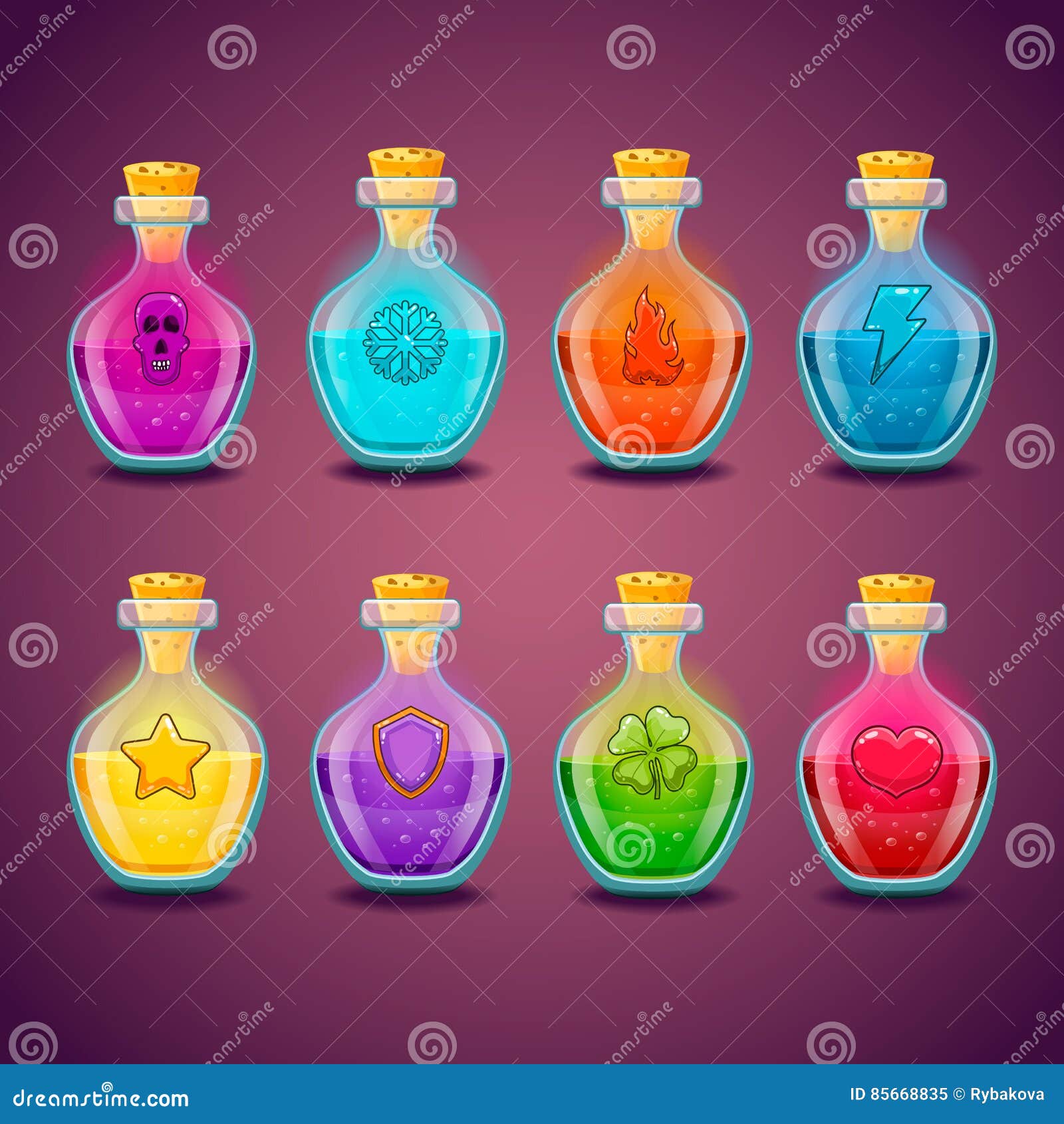 Big Set with Different Magic Elixir Stock Vector - Illustration of ...