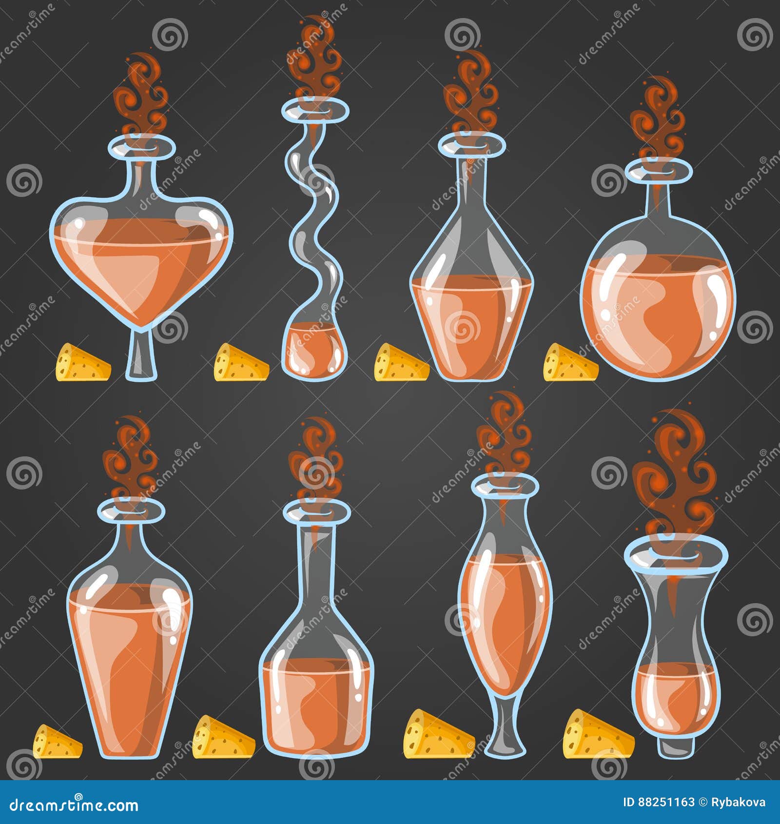 Big Set with Different Magic Elixir Stock Vector - Illustration of ...