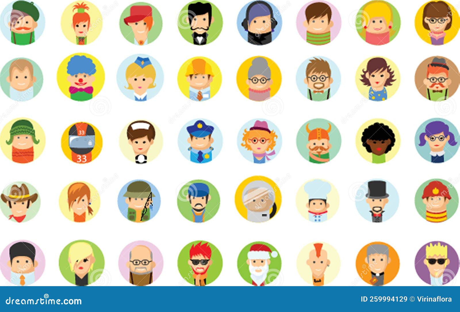 Big Set of Different Professions Flat Cartoon Characters. Group of ...