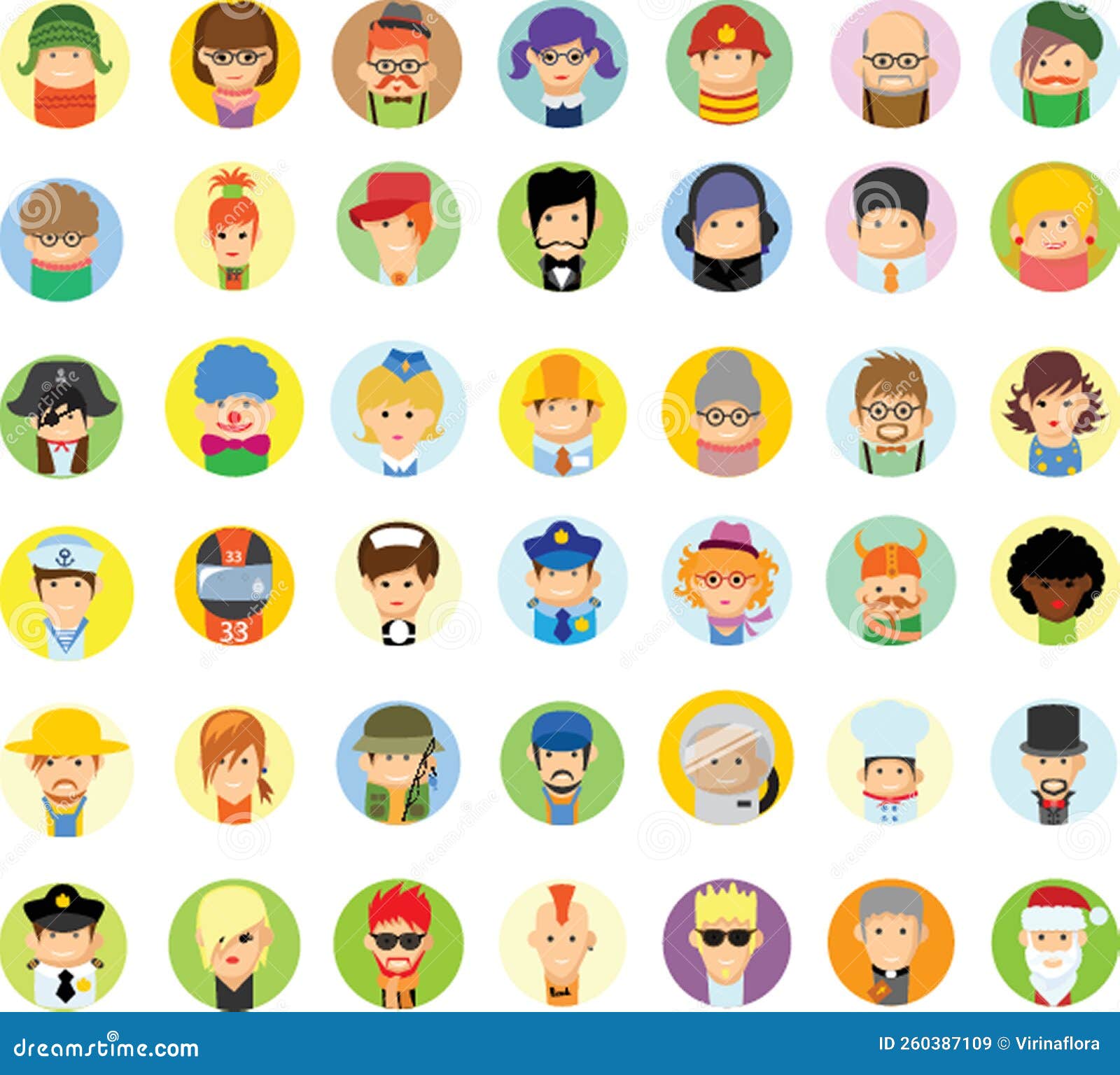 Big Set of Different Professions Flat Cartoon Characters. Group of ...