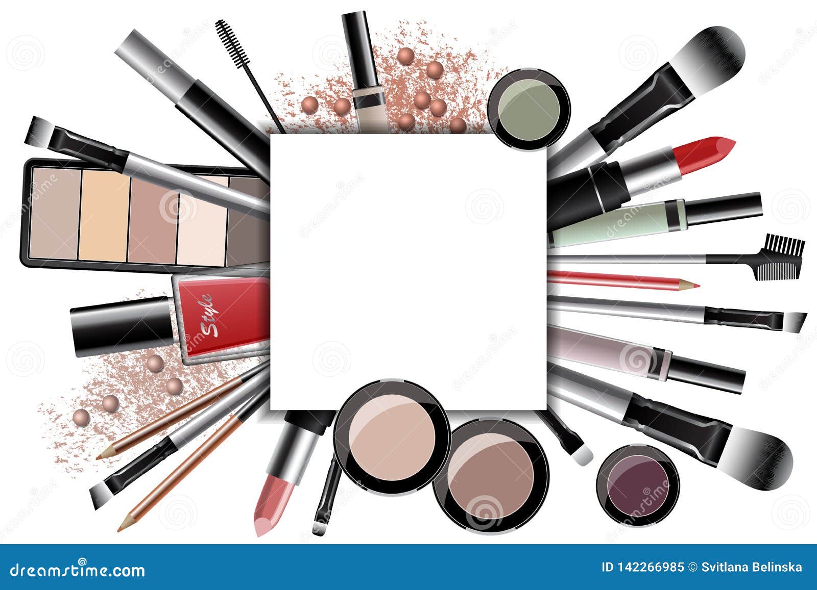 Big Set of Different Realistic Decorative Cosmetics. Vector ...