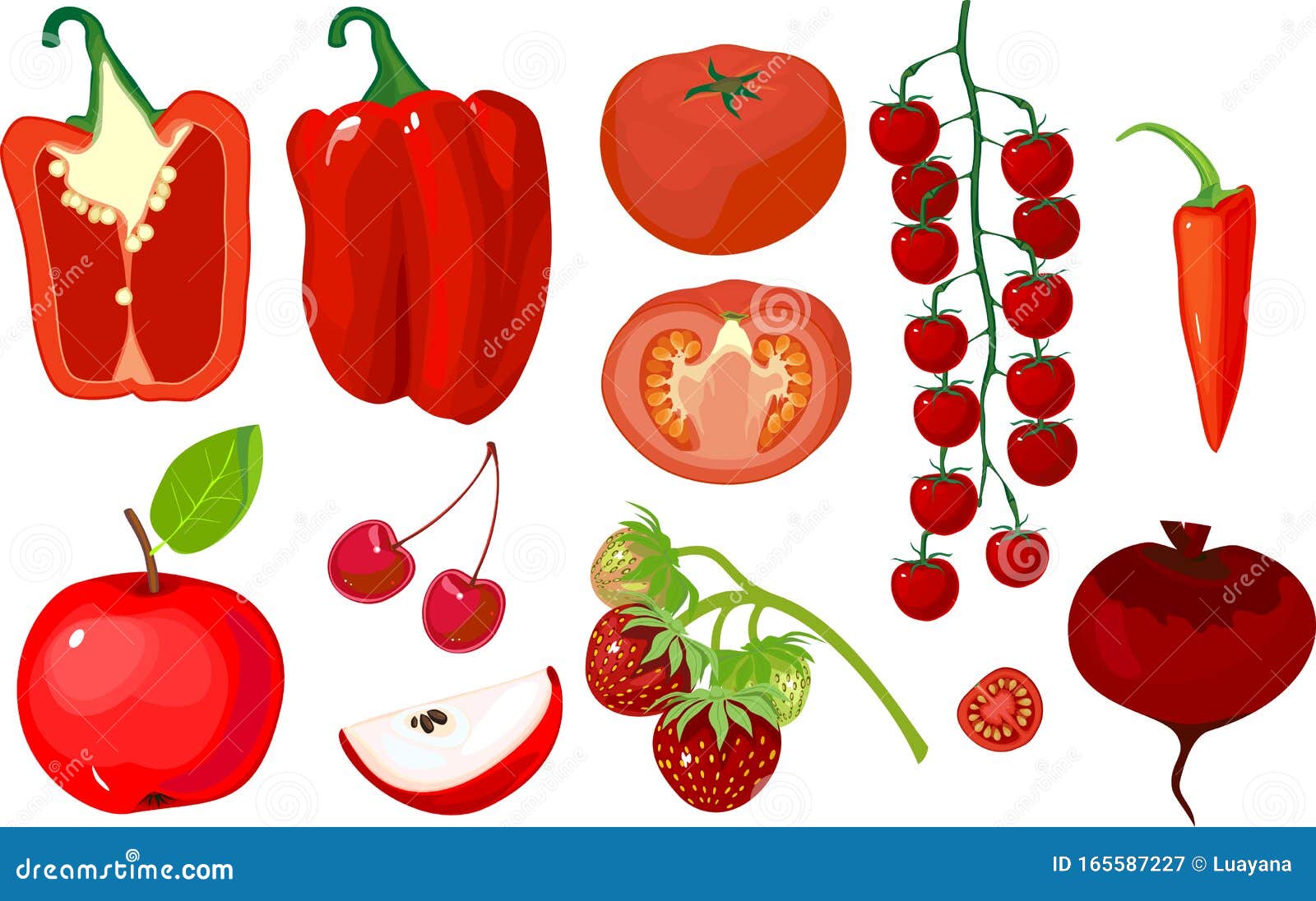 Big Set of Different Red Fruits and Vegetables Stock Vector ... Big Set of Different Red Fruits and Vegetables Stock Vector ...