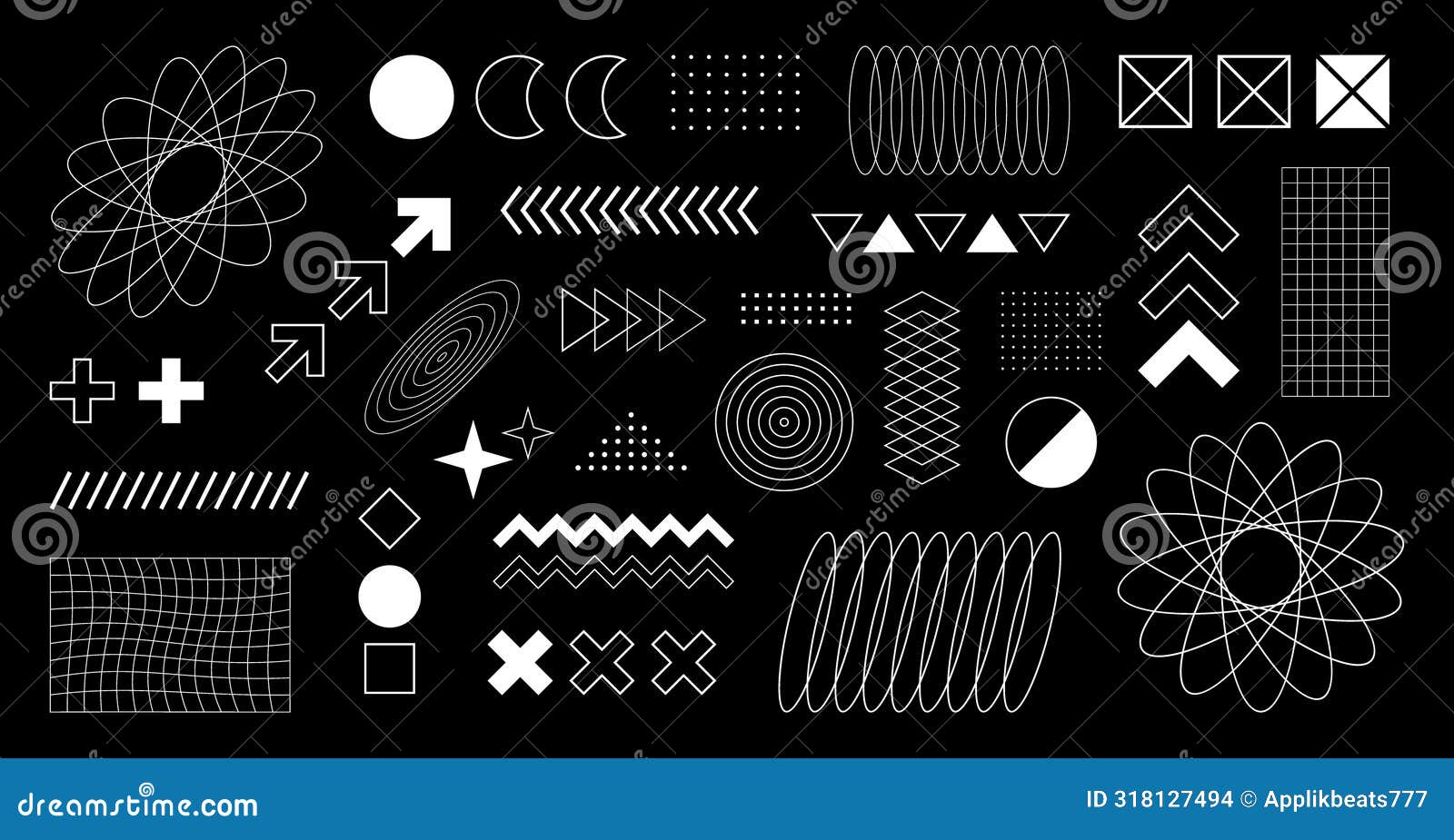 Big Set Different Retro Futuristic Design Elements. Geometric Abstract ...