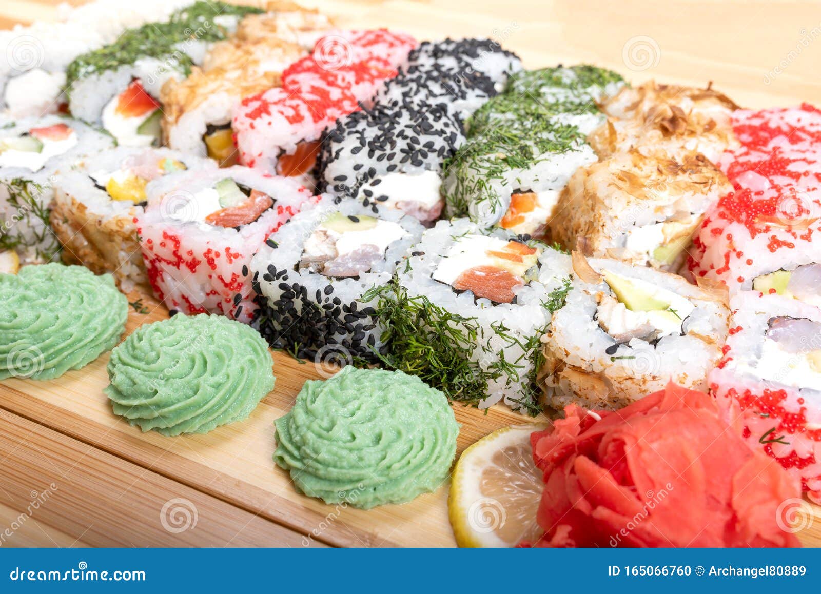 A Big Set of Different Rolls, with Different Fillings. Close-up Stock ...