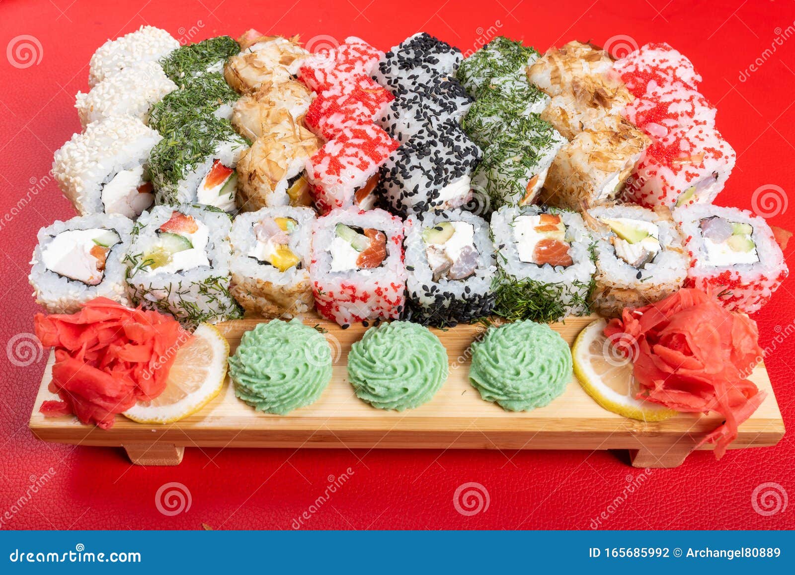 A Big Set of Different Rolls, with Different Fillings. Close-up Stock ...