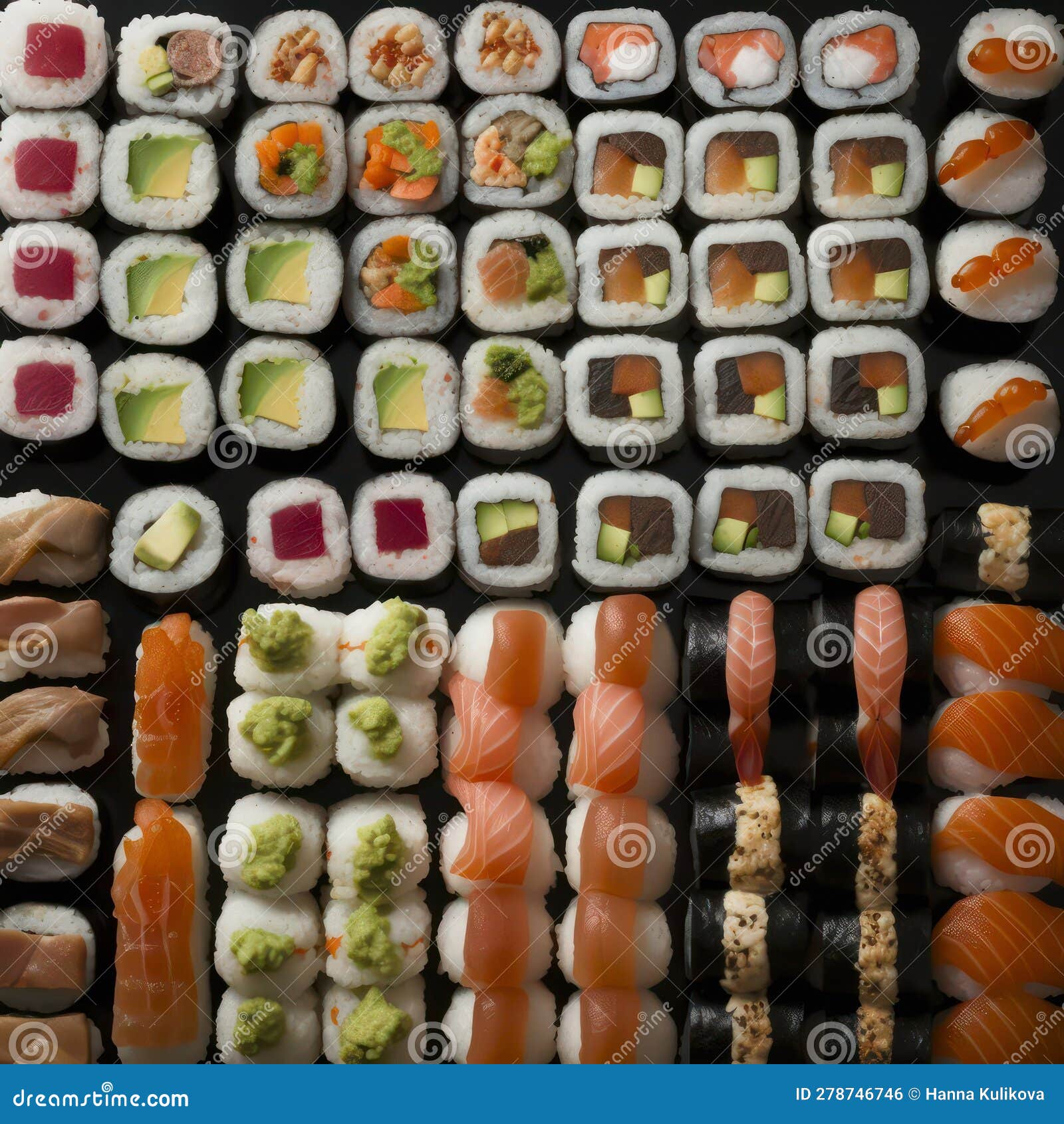 Big Set of Different Sushi. Stock Illustration - Illustration of ...