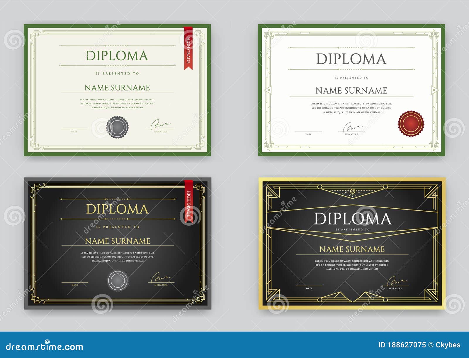 Big Set of Diploma or Certificate Premium Design Stock Vector ...