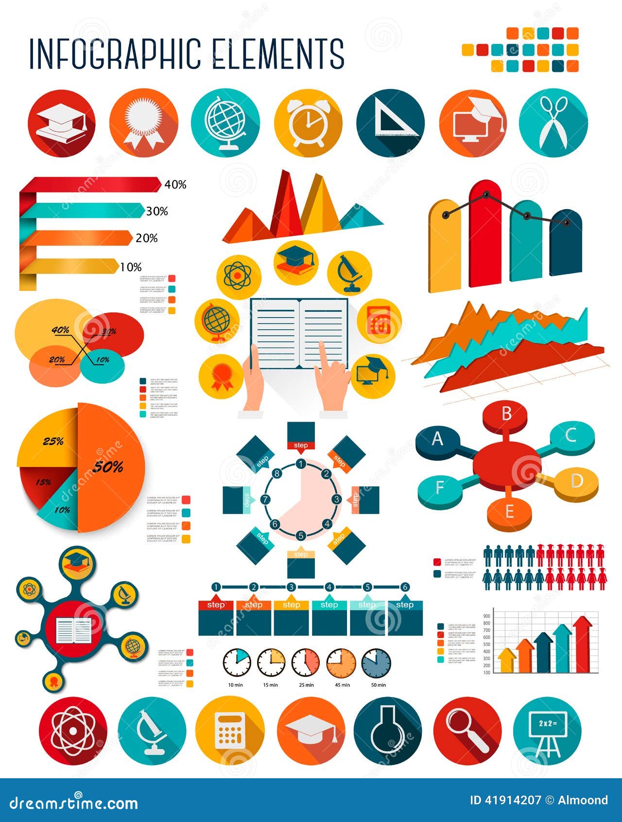 Big Set of Education Infographics Elements. Stock Vector - Illustration ...