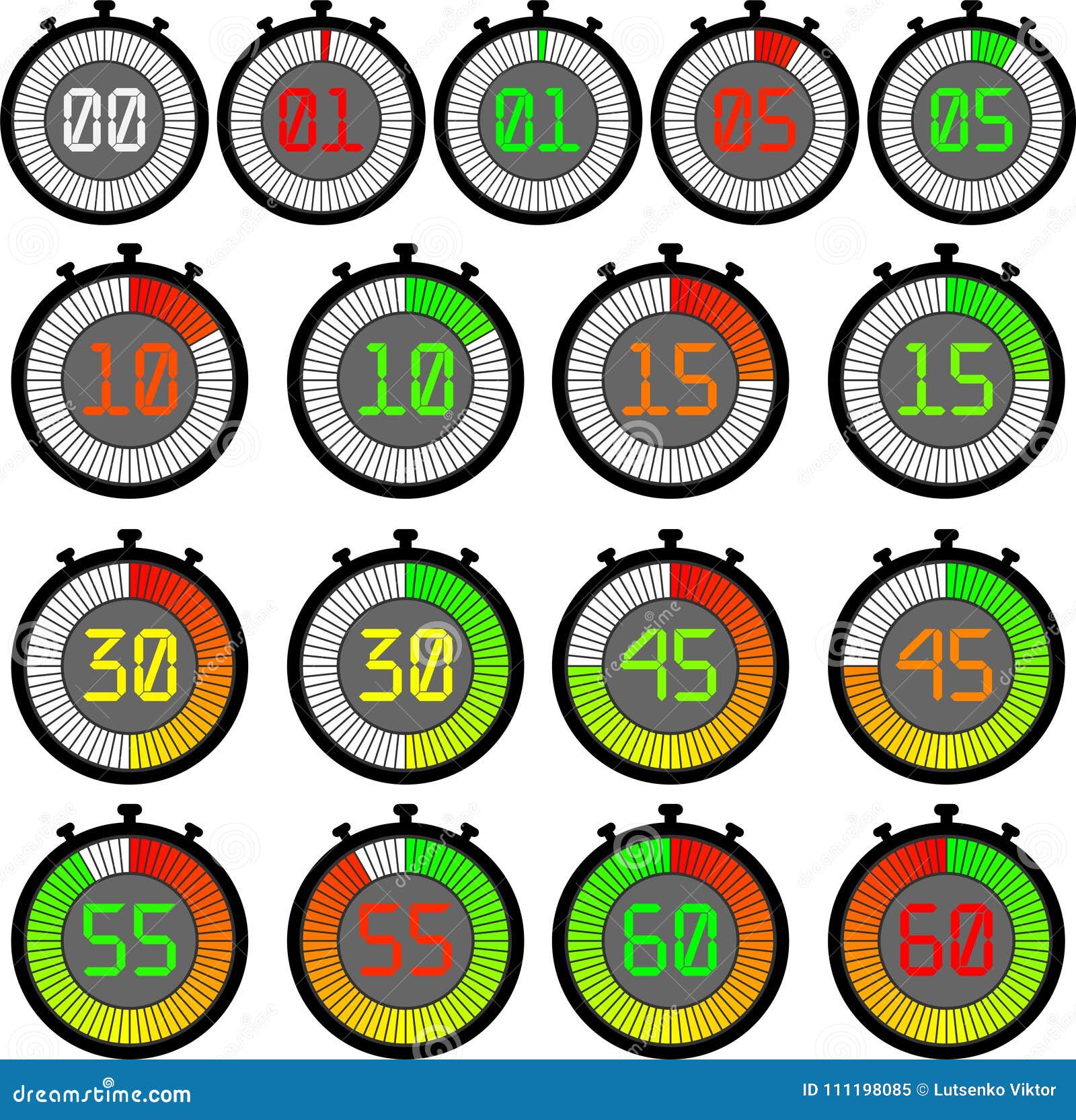 Big Set Electronic Stopwatch with a Gradient Dial Starting with Red or ...