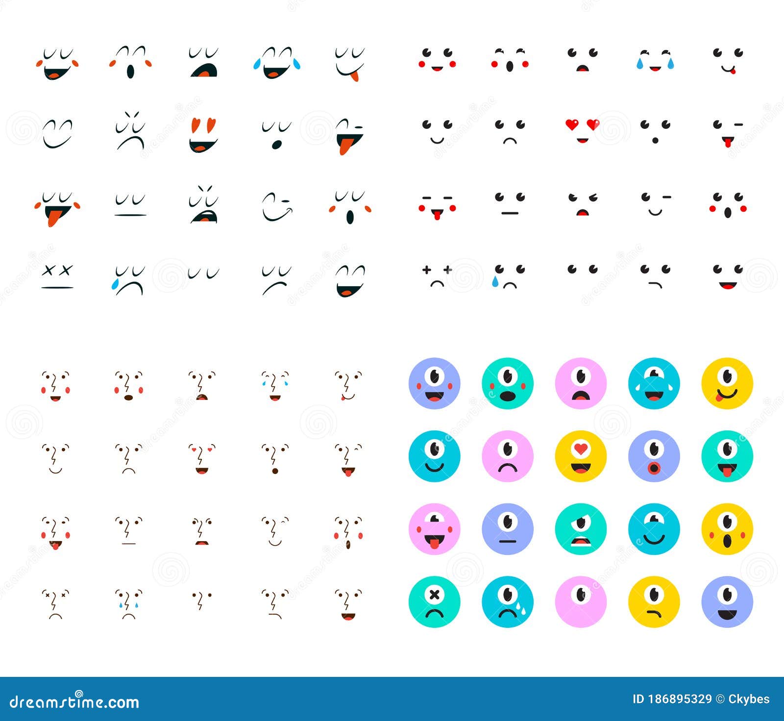 Big Set of Emoticons or Emoji for Devices. Stock Illustration ...