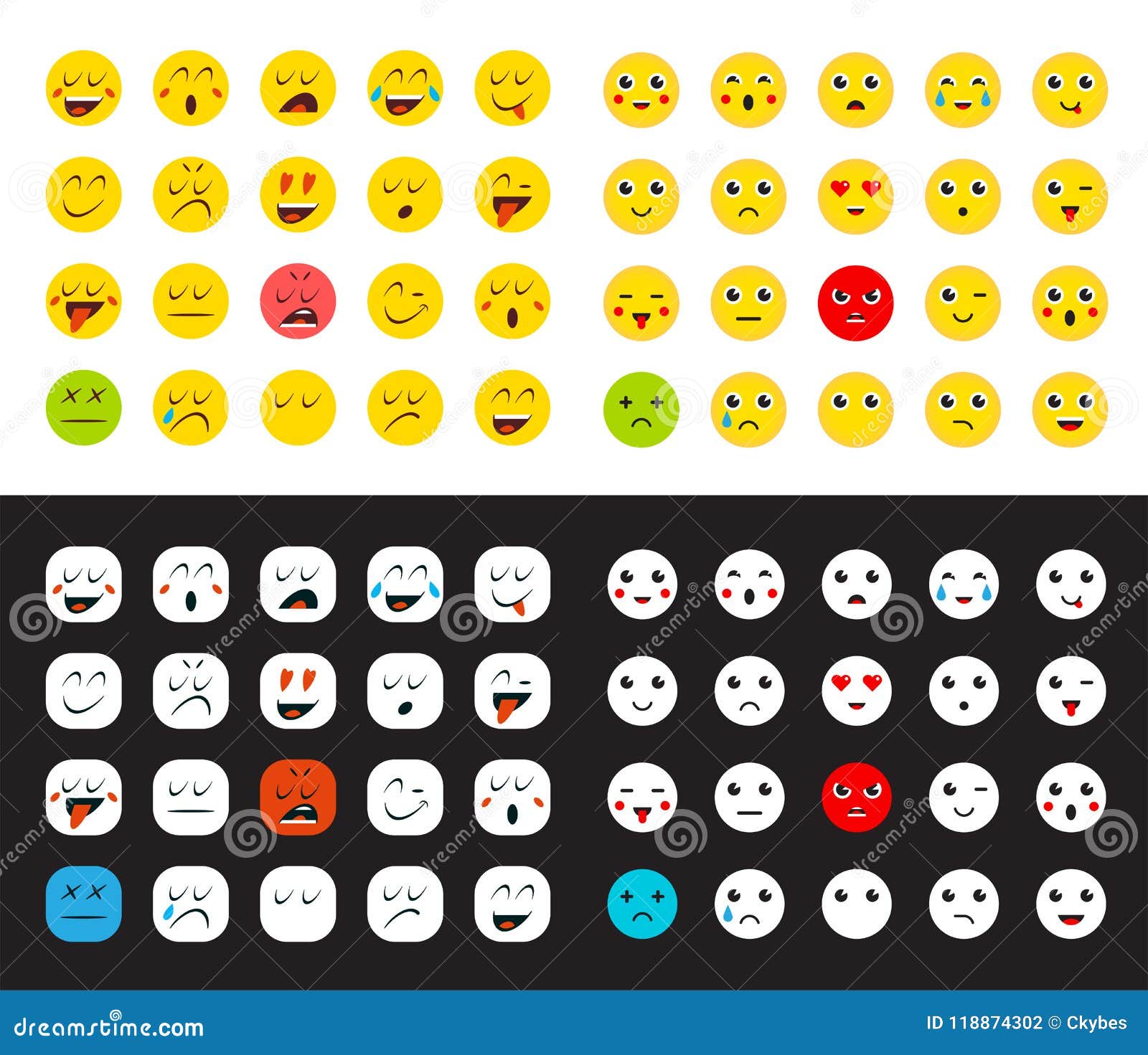 Big Set of Emoticons or Emoji for Devices. Vector Illustration. Stock ...
