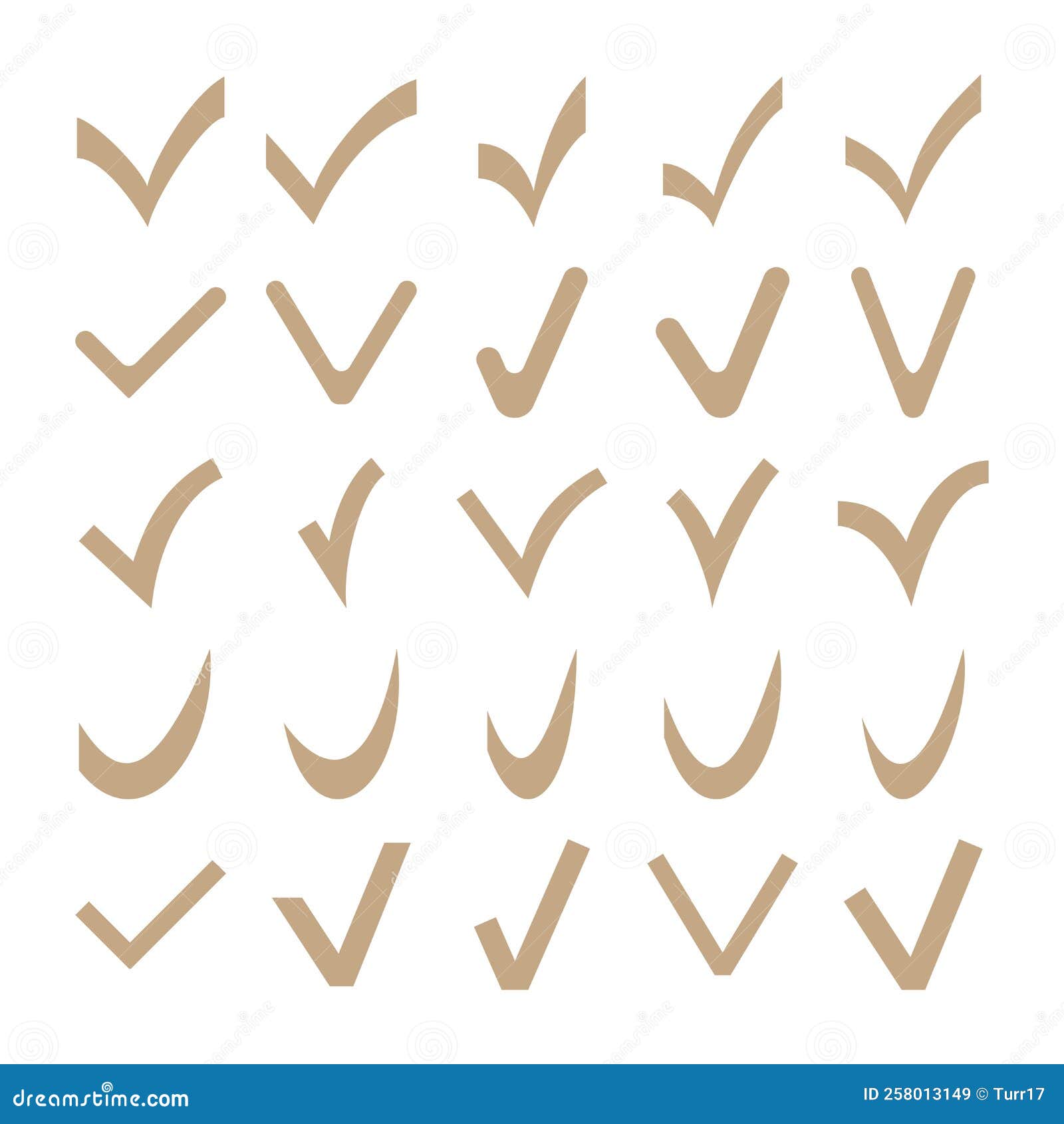 Big Set of Few Vector Check Marks. Collection of Golden Graphics Stock ...