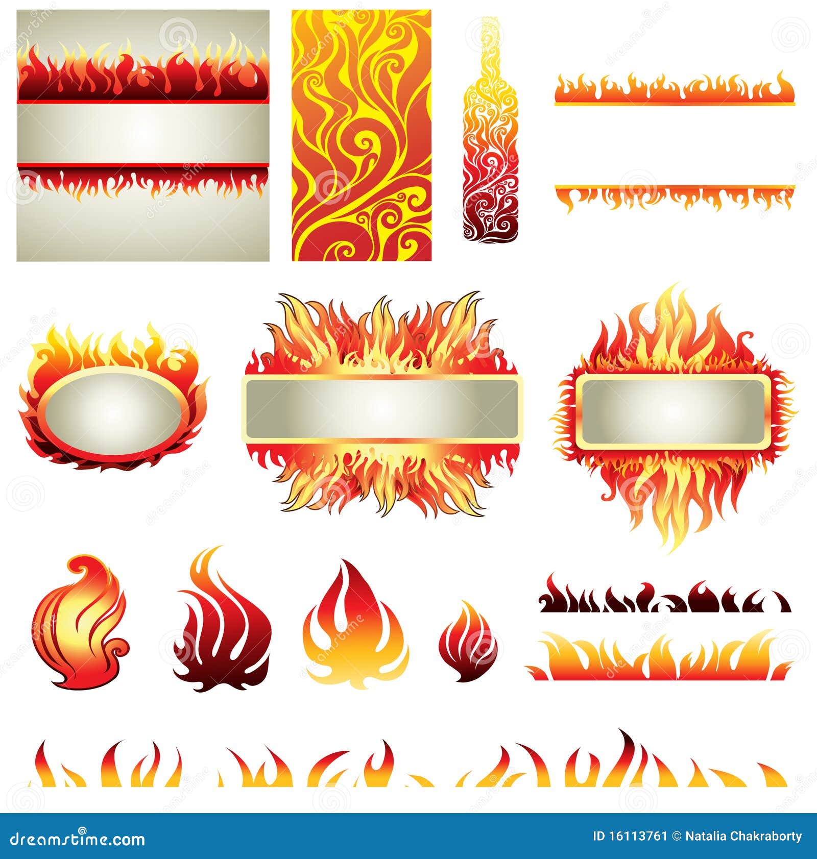 Big Set of Fire Design Elemets Stock Vector - Illustration of abstract ...