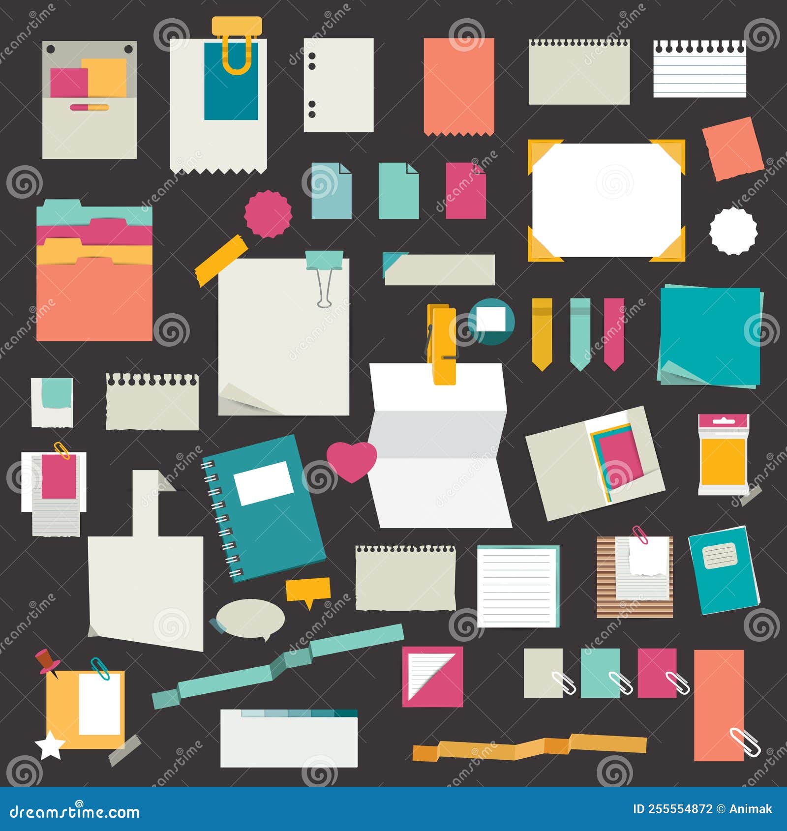 Big Set Of Reminder Stickers. Infographic Set. Cartoon Vector ...