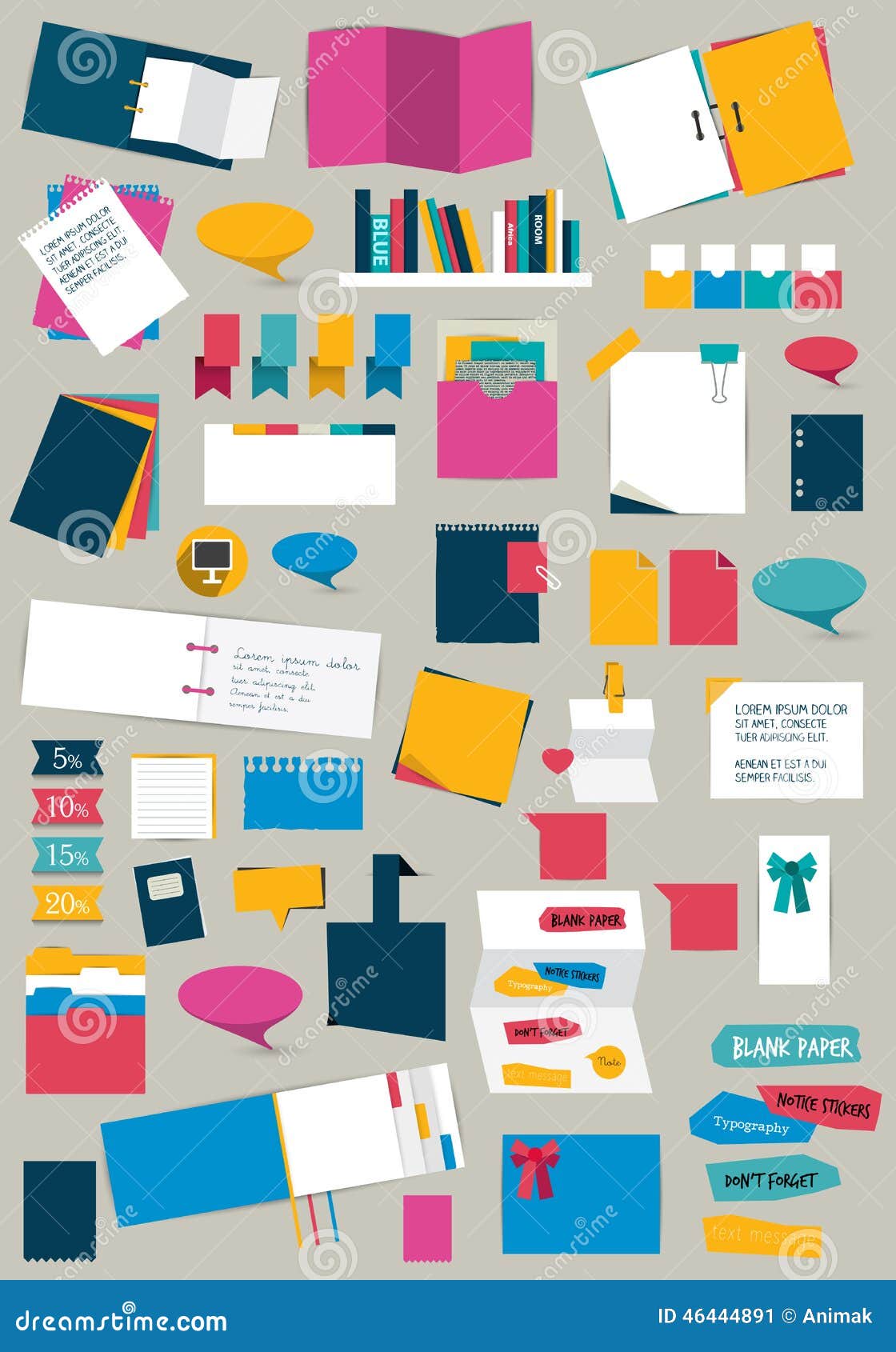 Big Set Of Reminder Stickers. Infographic Set. Cartoon Vector ...