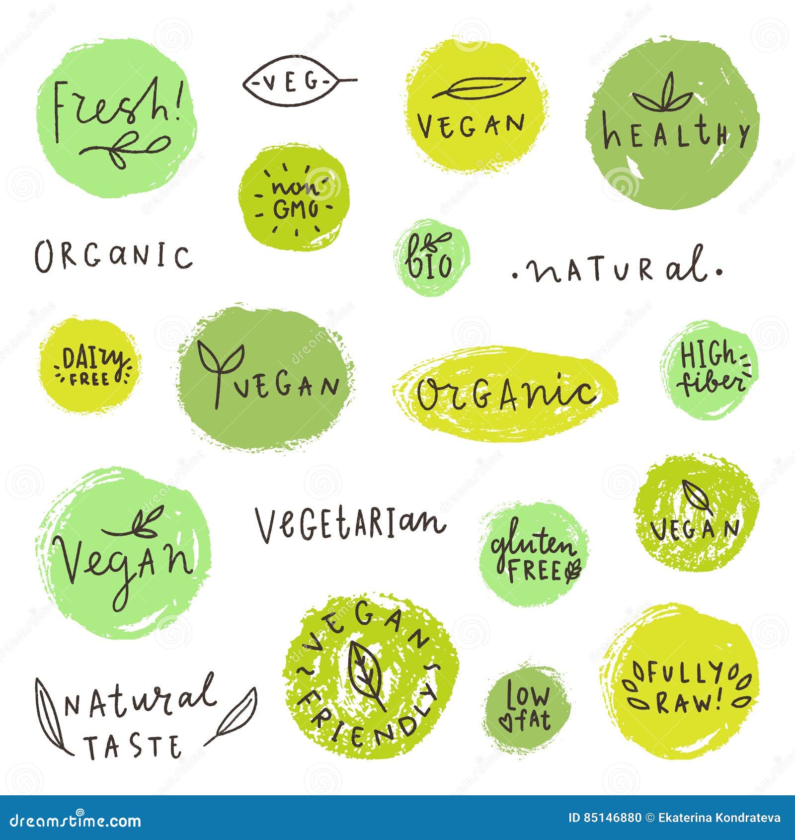 Big set of food badges. stock vector. Illustration of healthy - 85146880