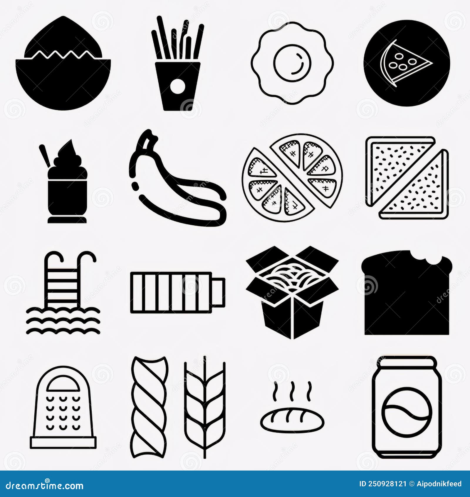 Big Set of Food Icons in Vector Stock Illustration - Illustration of ...