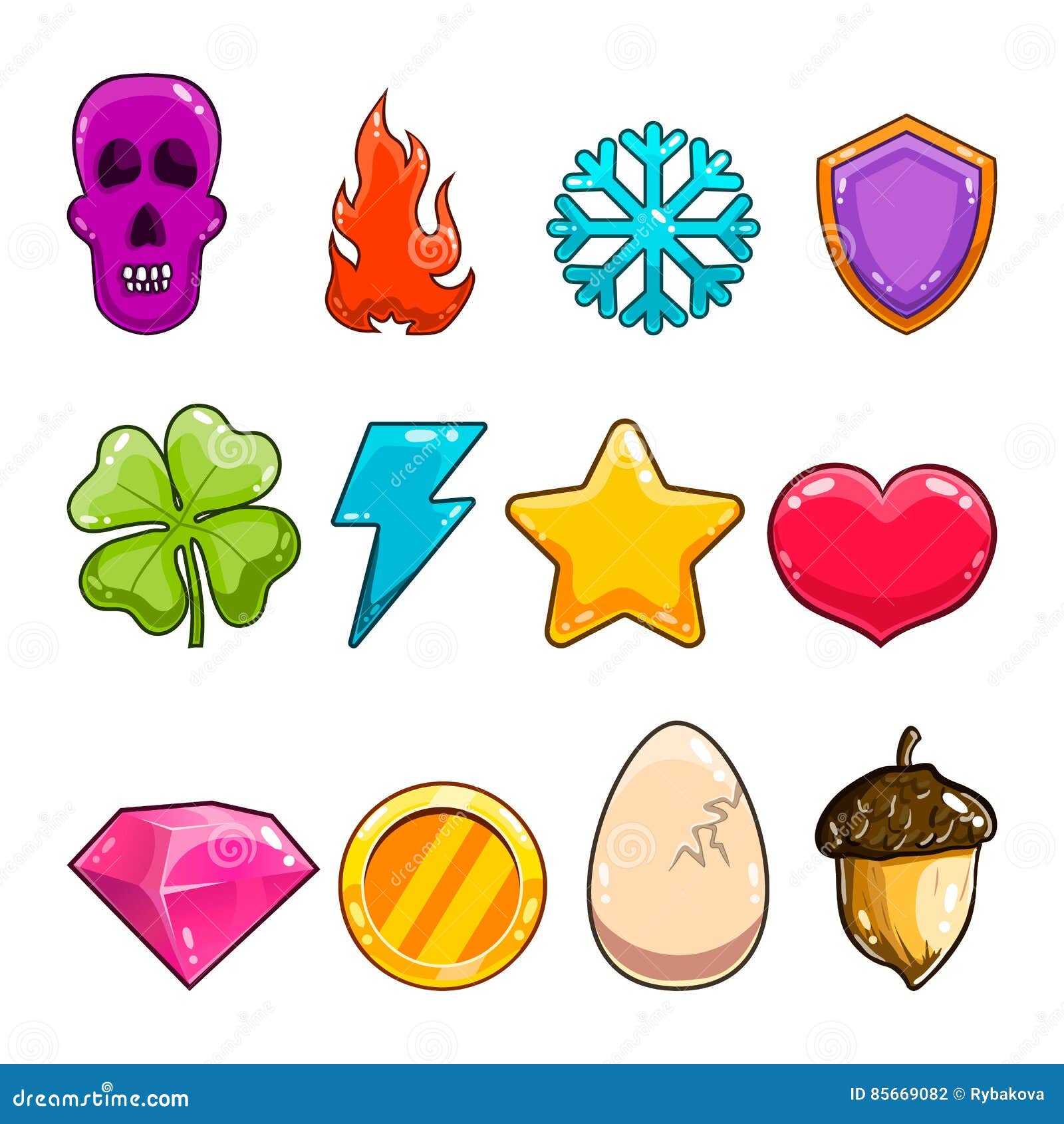 Big Set with Game Items Icon Stock Vector - Illustration of icon ...