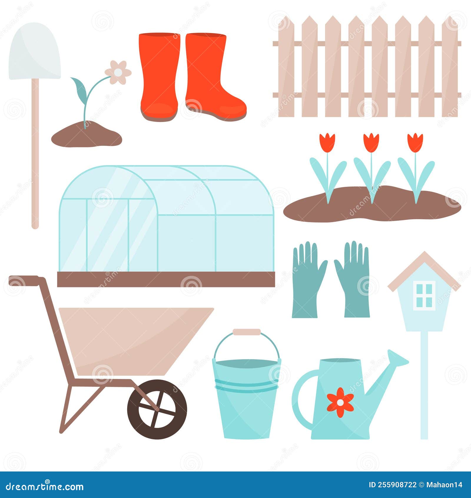 Gardening tools vector set stock vector. Illustration of rake - 255908722