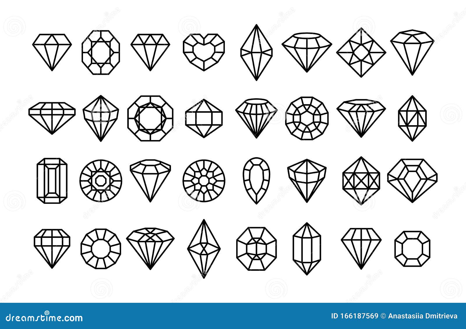 Vector Diamonds Card Design. Crystals Or Diamonds Wedding Invitation ...