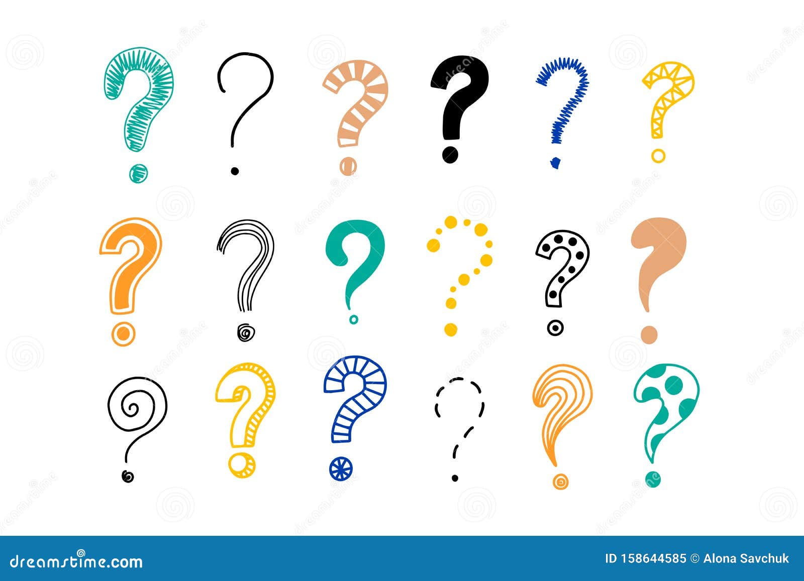 Big Set of Hand Drawn Drawings of Question Marks Stock Vector ...