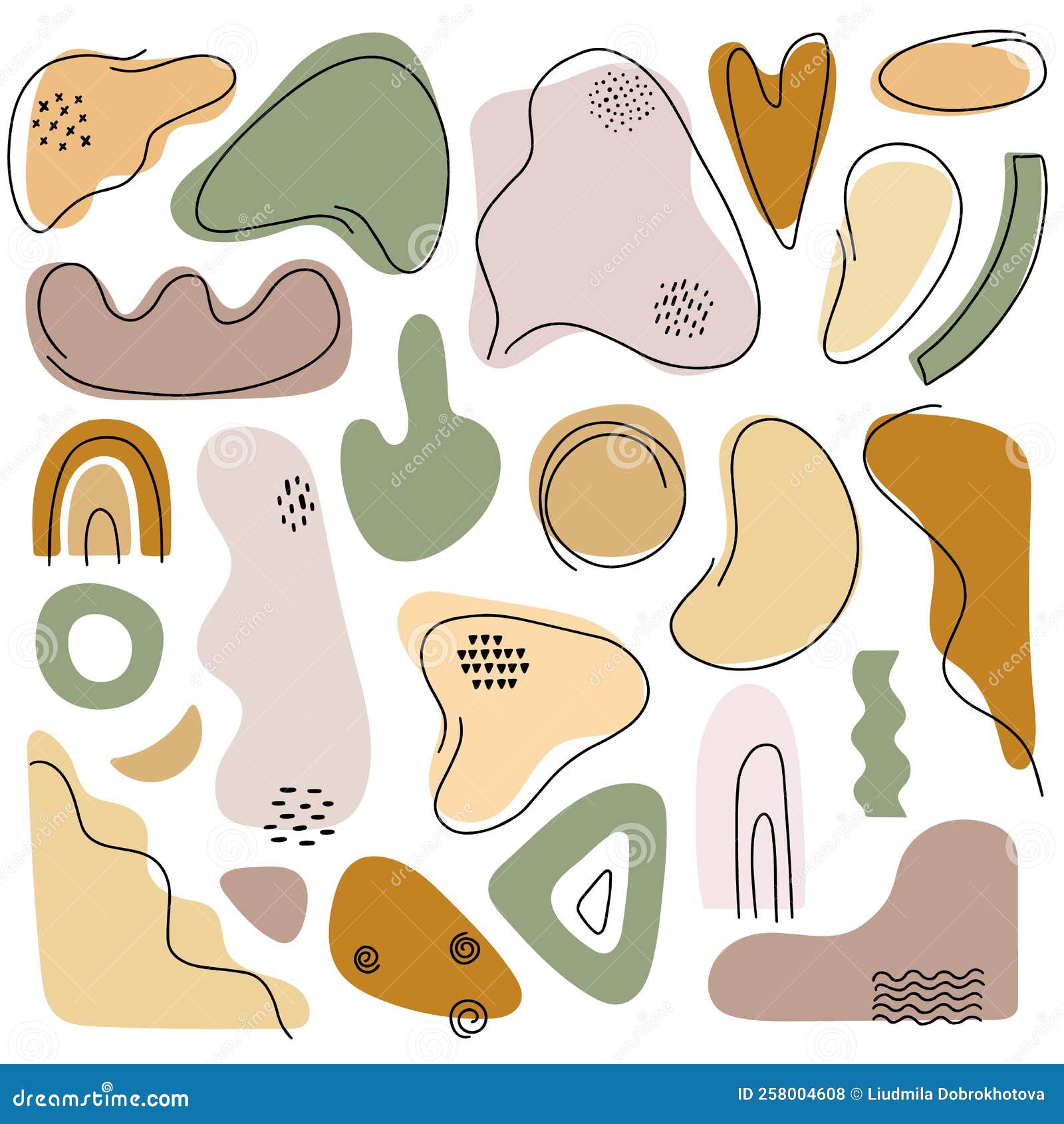 Big Set of Hand Drawn Shapes and Doodle Objects Stock Vector ...