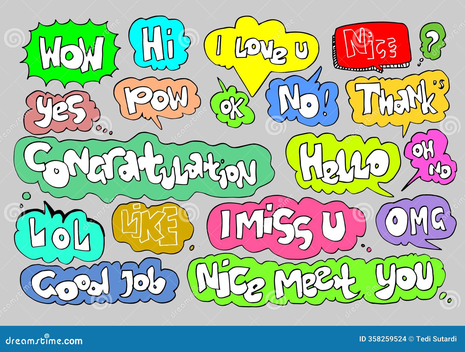 Big Set of Hand Drawn Speech Bubble Phrases. Online Chat Cloud with ...
