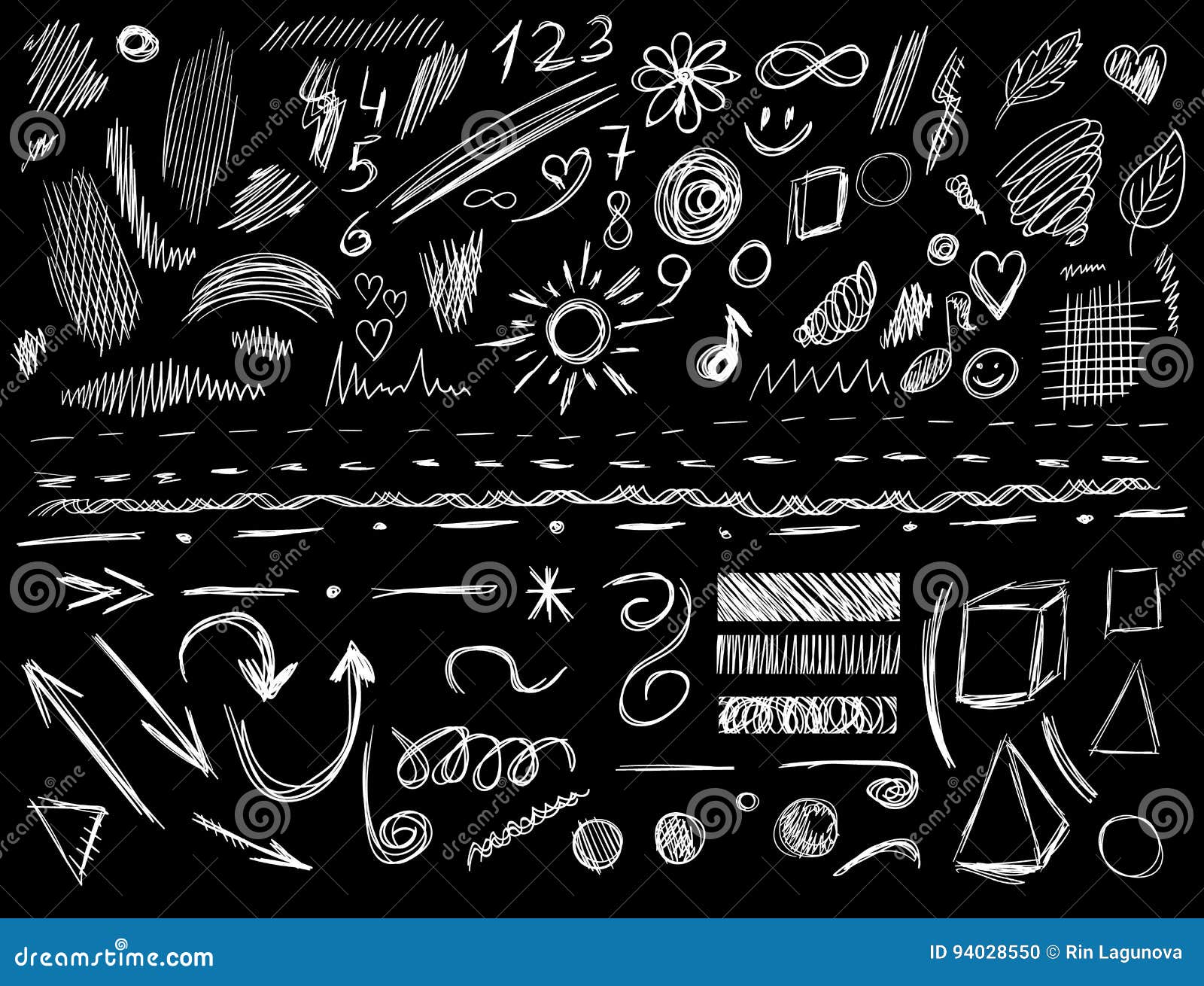 Big Set of 105 Hand-sketched Design Elements, VECTOR Illustration ...