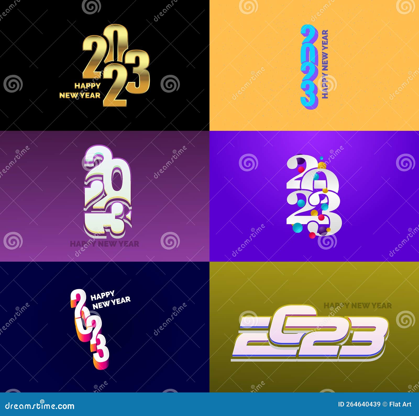 Big Set Of 2023 Happy New Year Logo Text Design 2023 Number Design