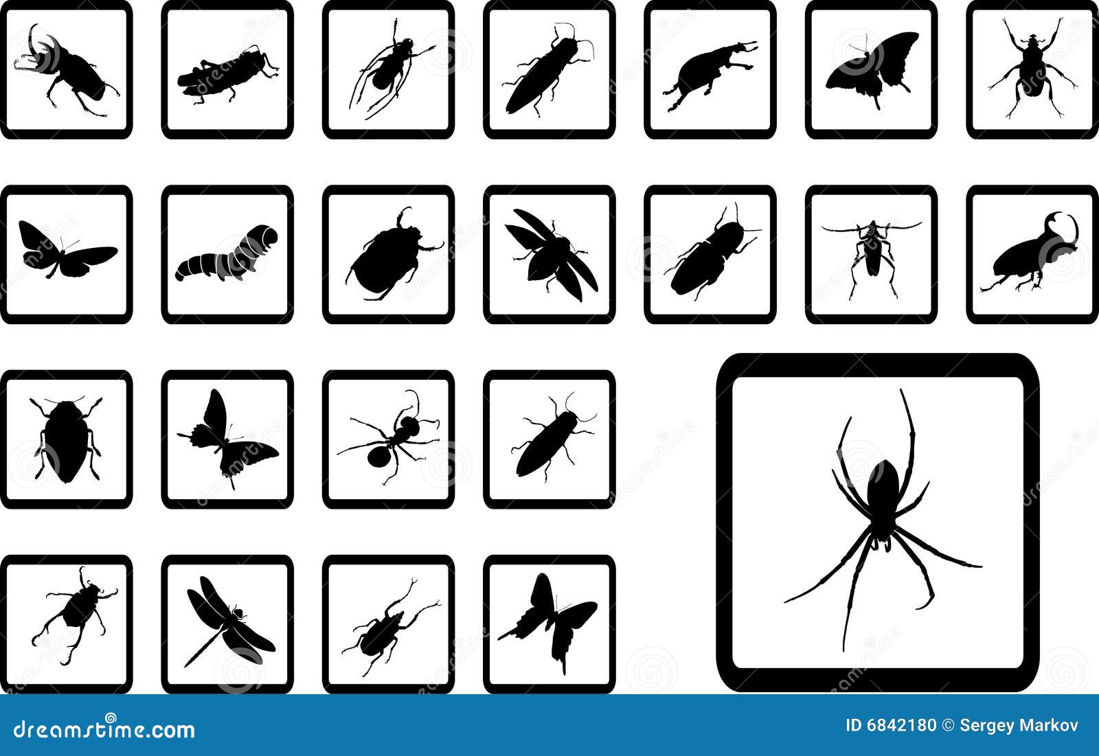 Big Set Icons - 10B. Insects Stock Vector - Illustration of scarab ...