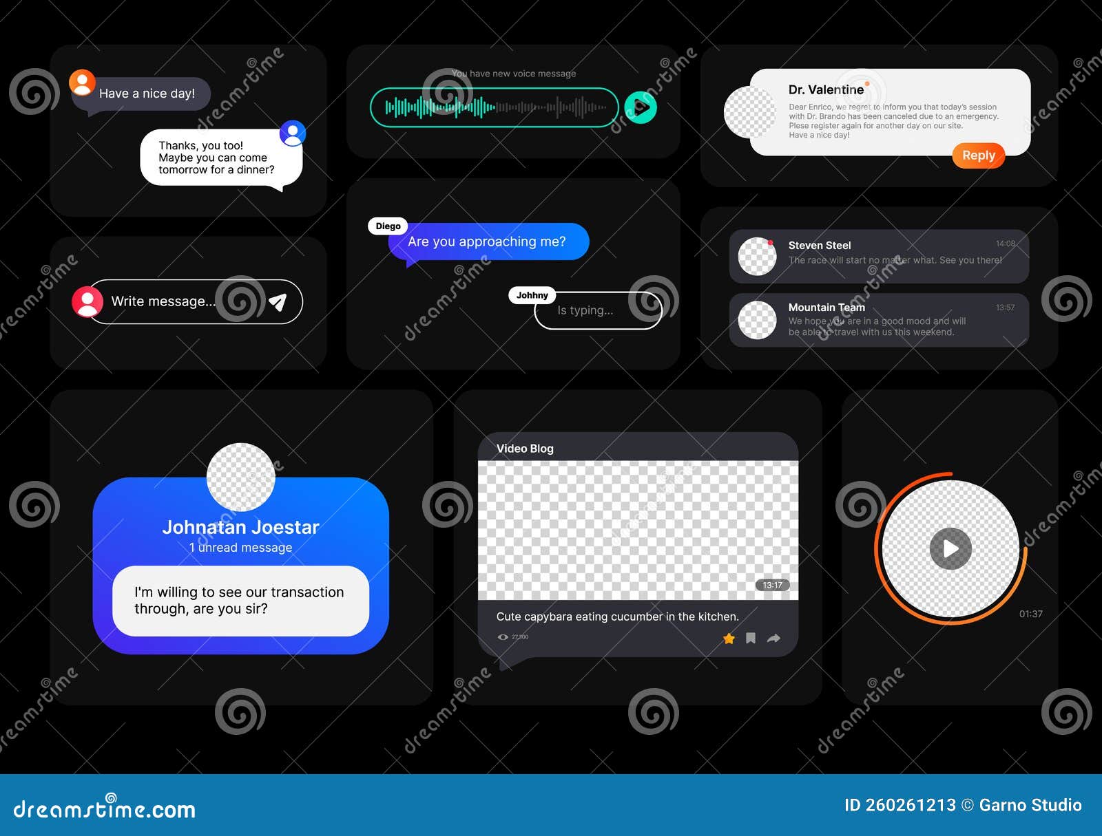 Big Set of Incoming Messages and Notifications Illustrations. Social ...