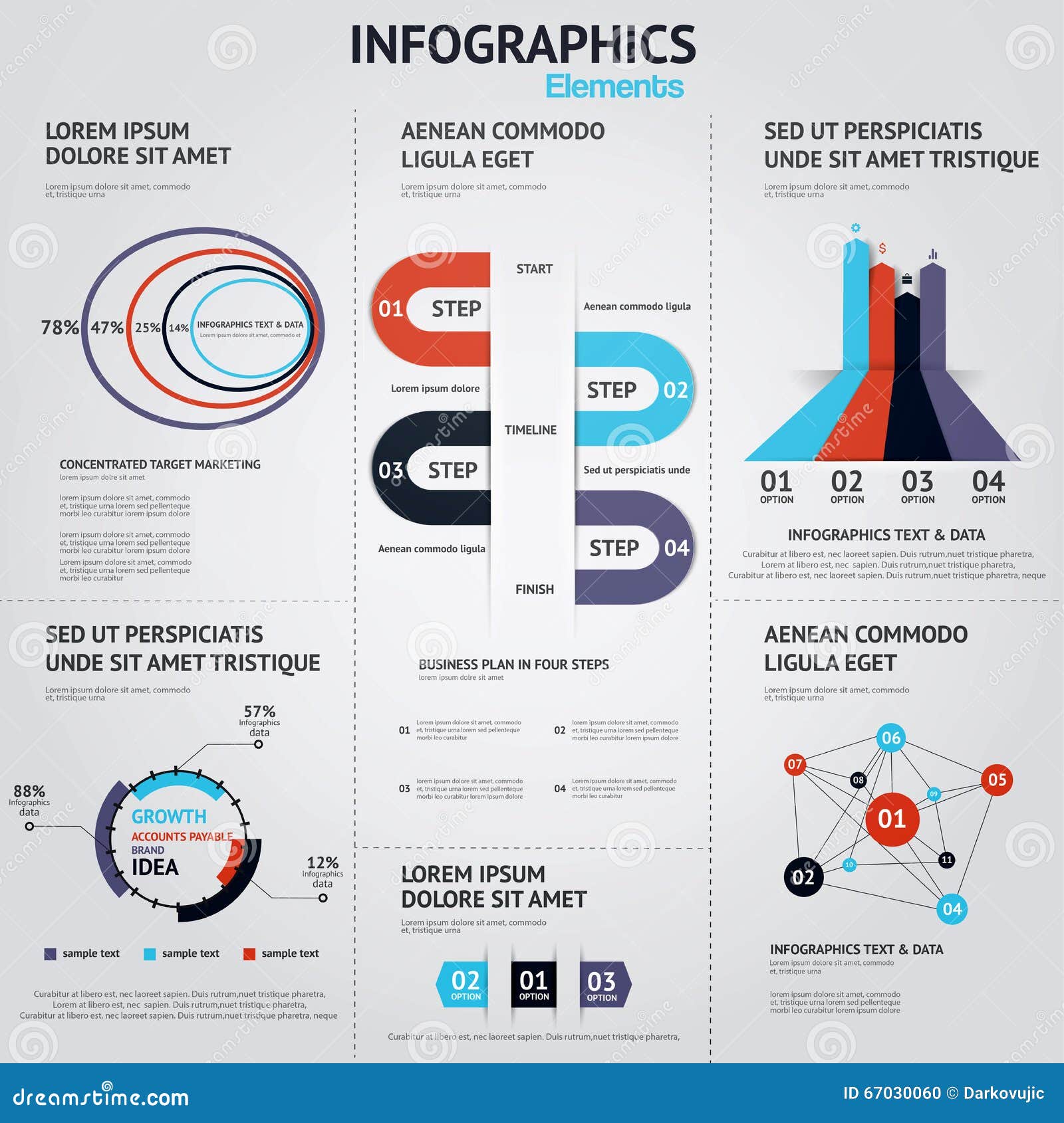 Big Set of Infographic Elements. Flat Style Stock Vector - Illustration ...