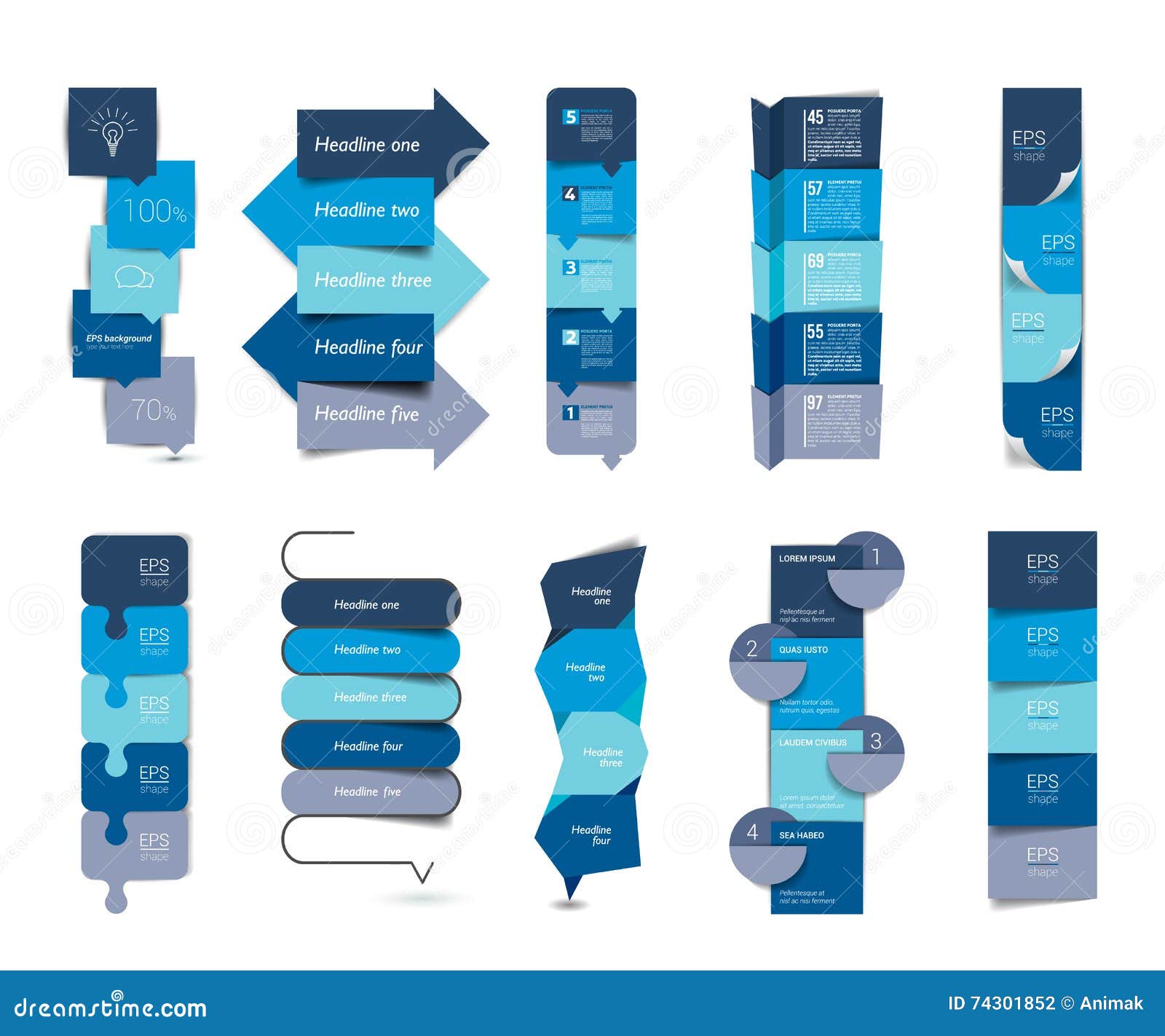 Big Set of Infographics Step by Step Vertical Tables, Elements ...