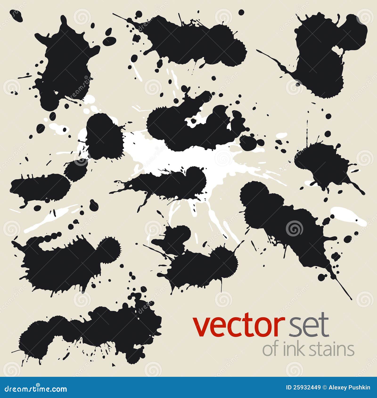 Big set of ink stains stock vector. Illustration of graphic - 25932449